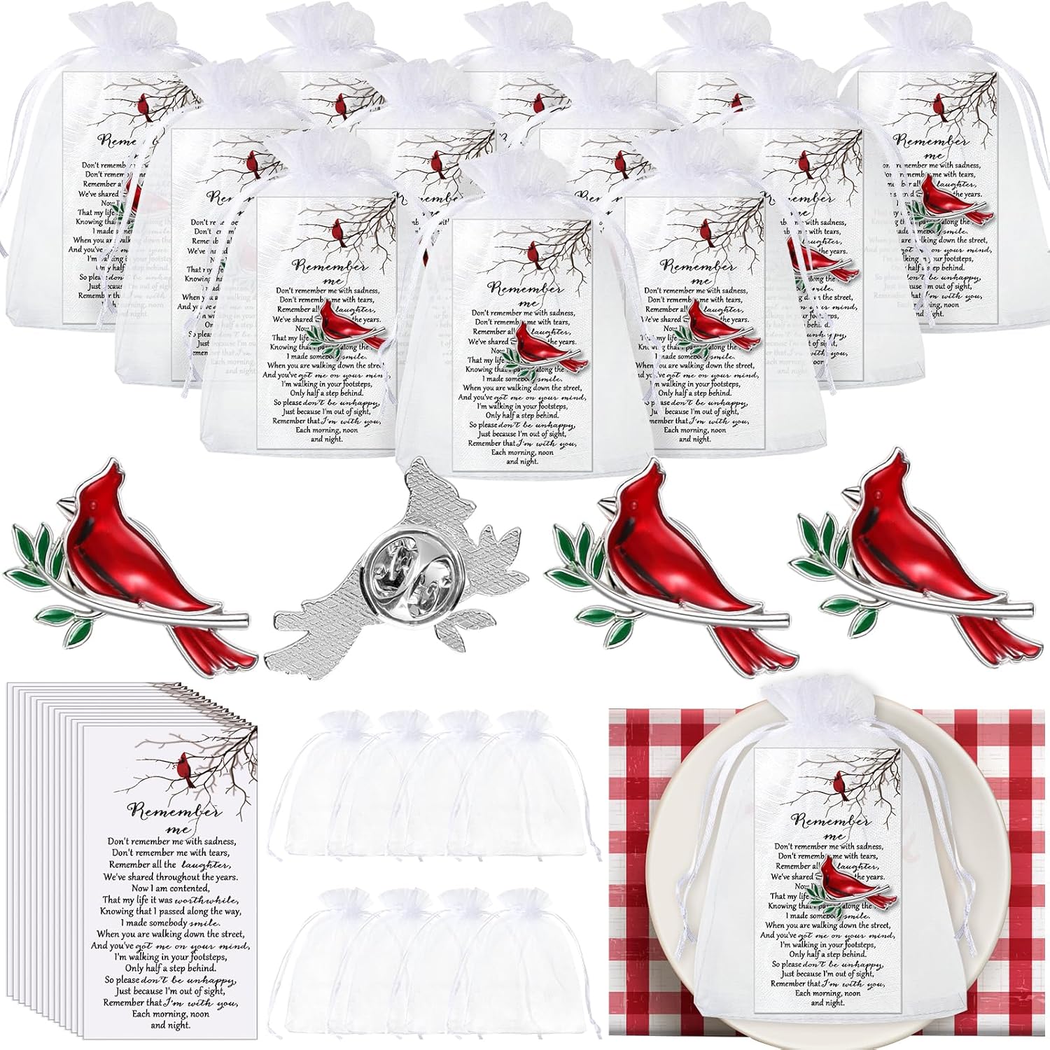 Amazon.com: Inbagi Memorial Cardinal Sign Pins Set Include Bird Funeral ...