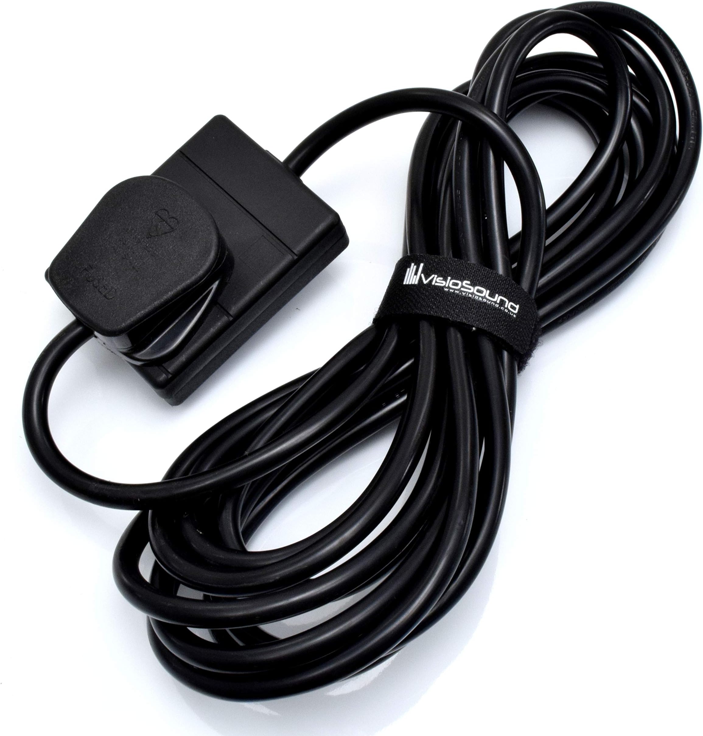 4-Gang Extension Trailing Lead - Black Multi Plug Power Cable - 1m / 2m ...