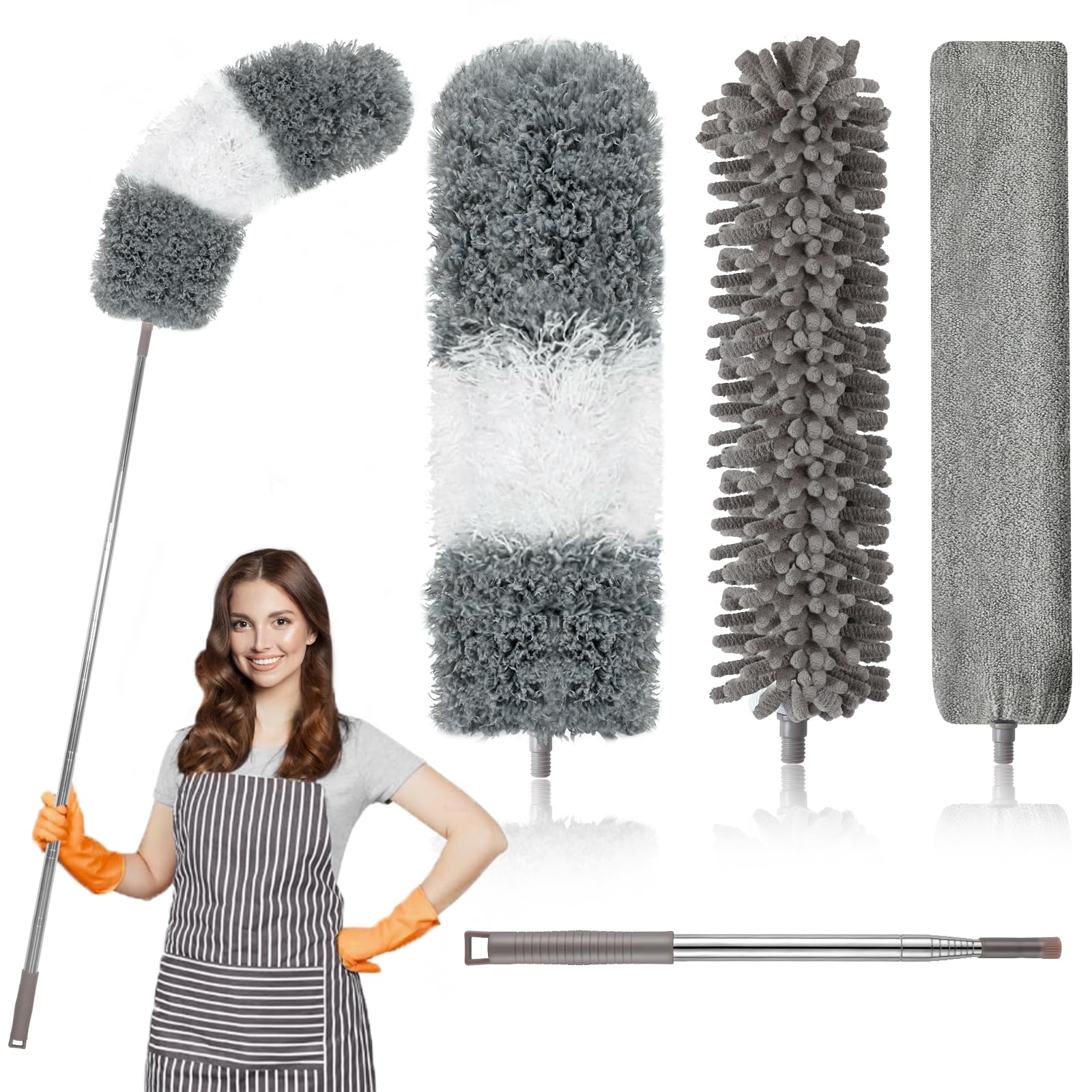 Amazon.com: Microfiber Duster, 4PCS with Extension Pole(Stainless Steel ...