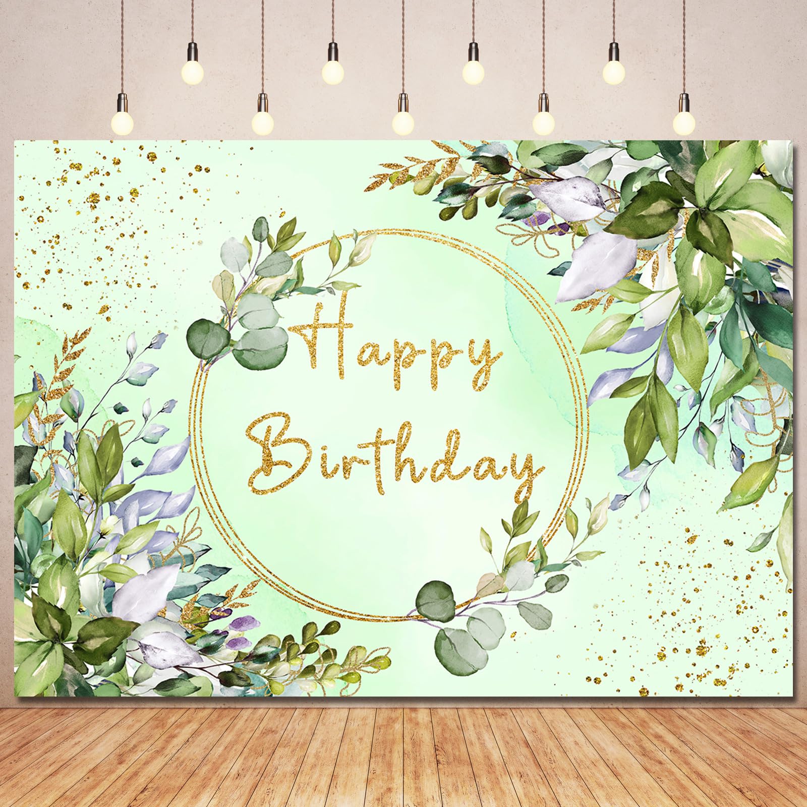 Amazon.com : Ayayiya Greenery Birthday Backdrop Green Birthday ...