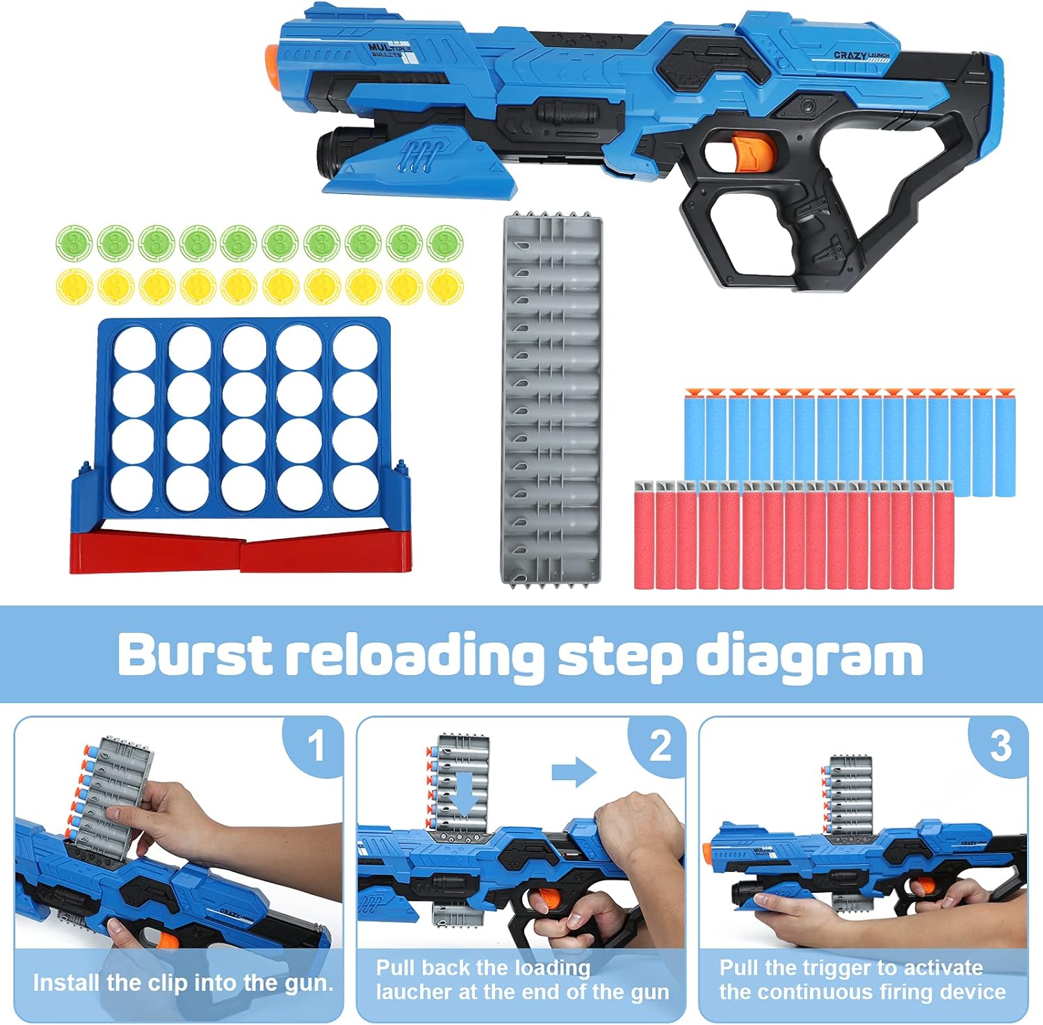 TINLEON toy guns for boys , mini nerf gun pistol with scope 12 Refill ...