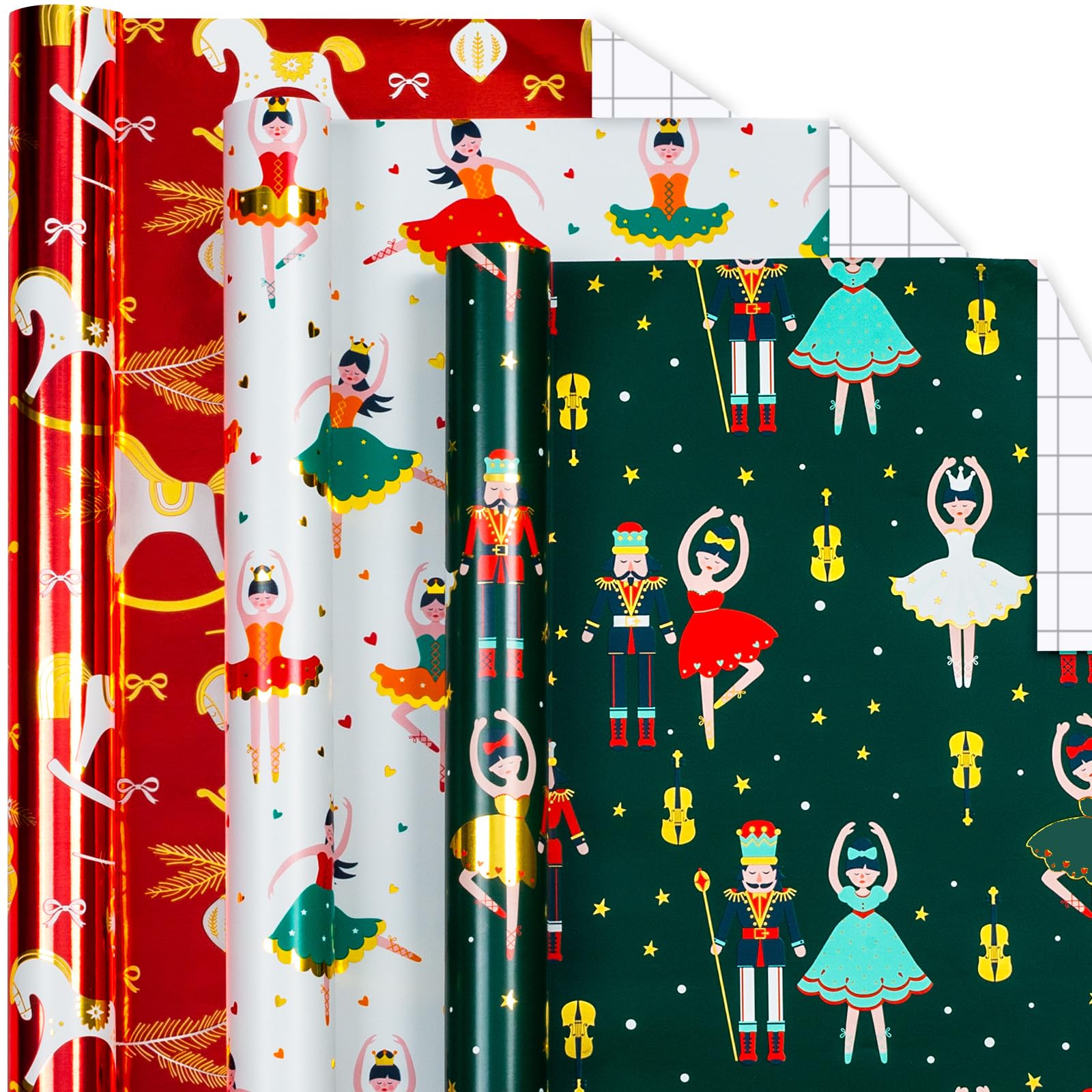 Amazon.com: Yarcony Christmas Wrapping Paper Roll - 17In x 120In Per ...