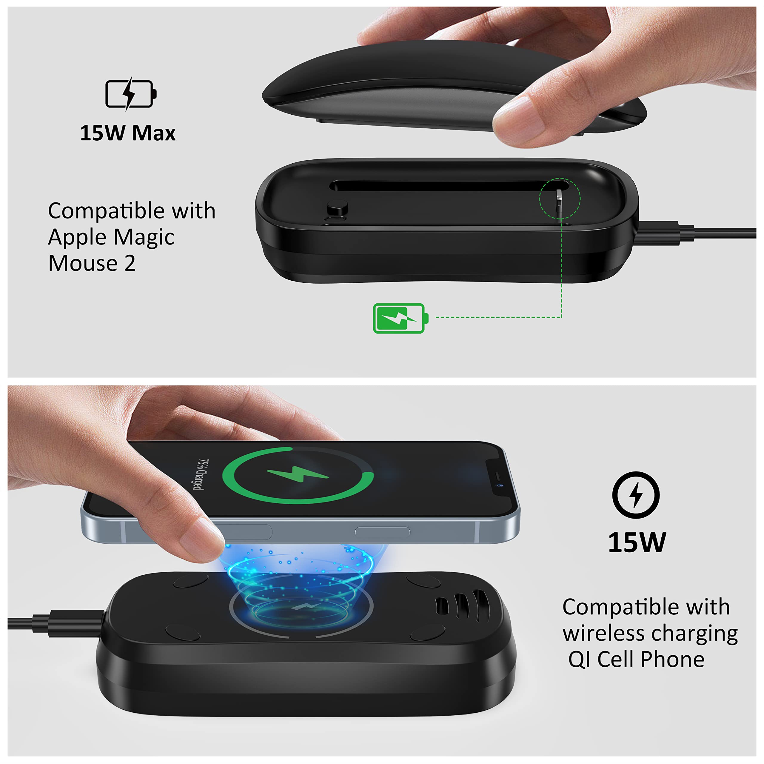 Snapklik.com : Wireless Charging Station For Magic Mouse 2, QI Mobile ...