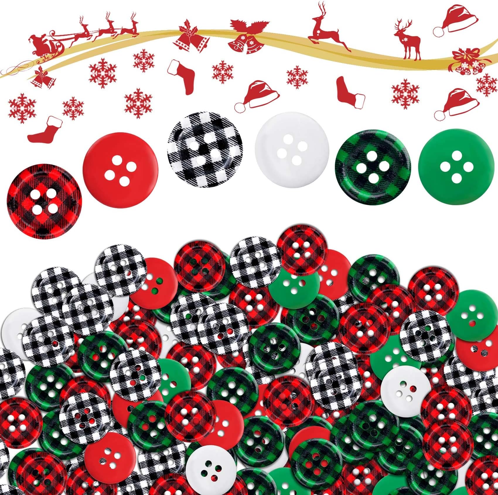 Amazon.com: Livder 300g Christmas Craft Buttons Handmade Sewing Button ...