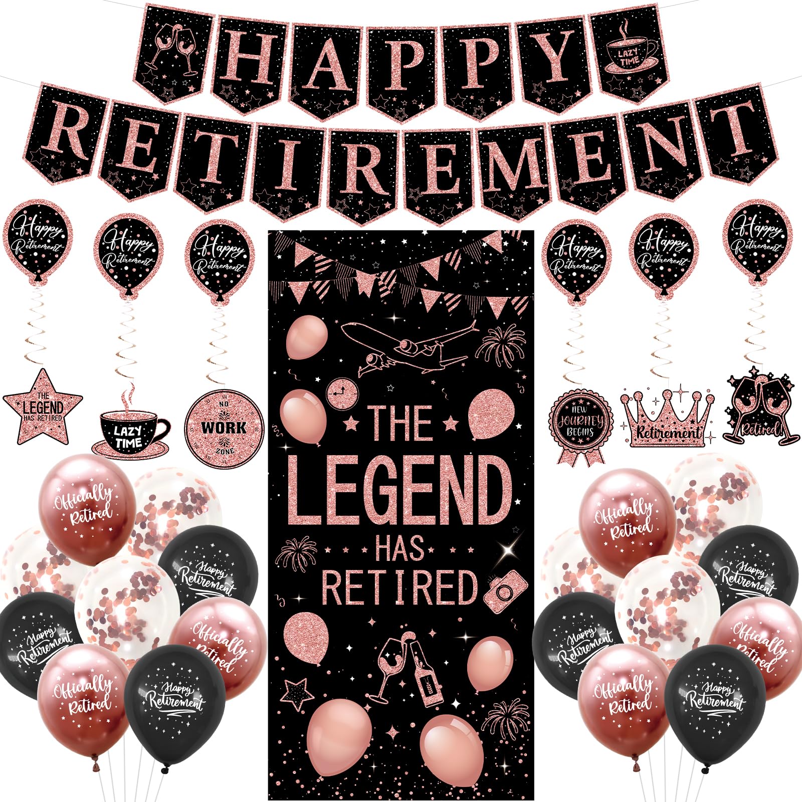 Snapklik.com : Retirement Party Decorations Women, Black And Pink Happy ...