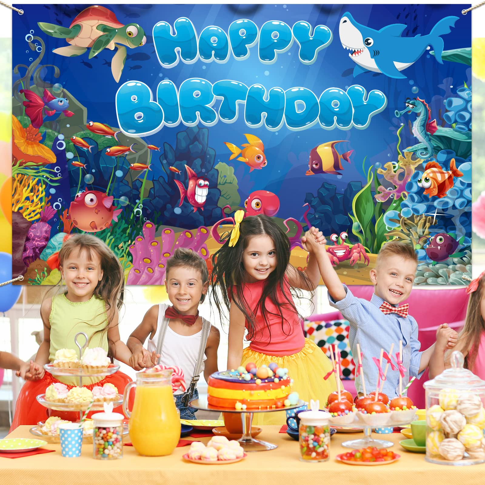 Ocean Theme Birthday Party Decorations Ocean Animals Backdrop ...