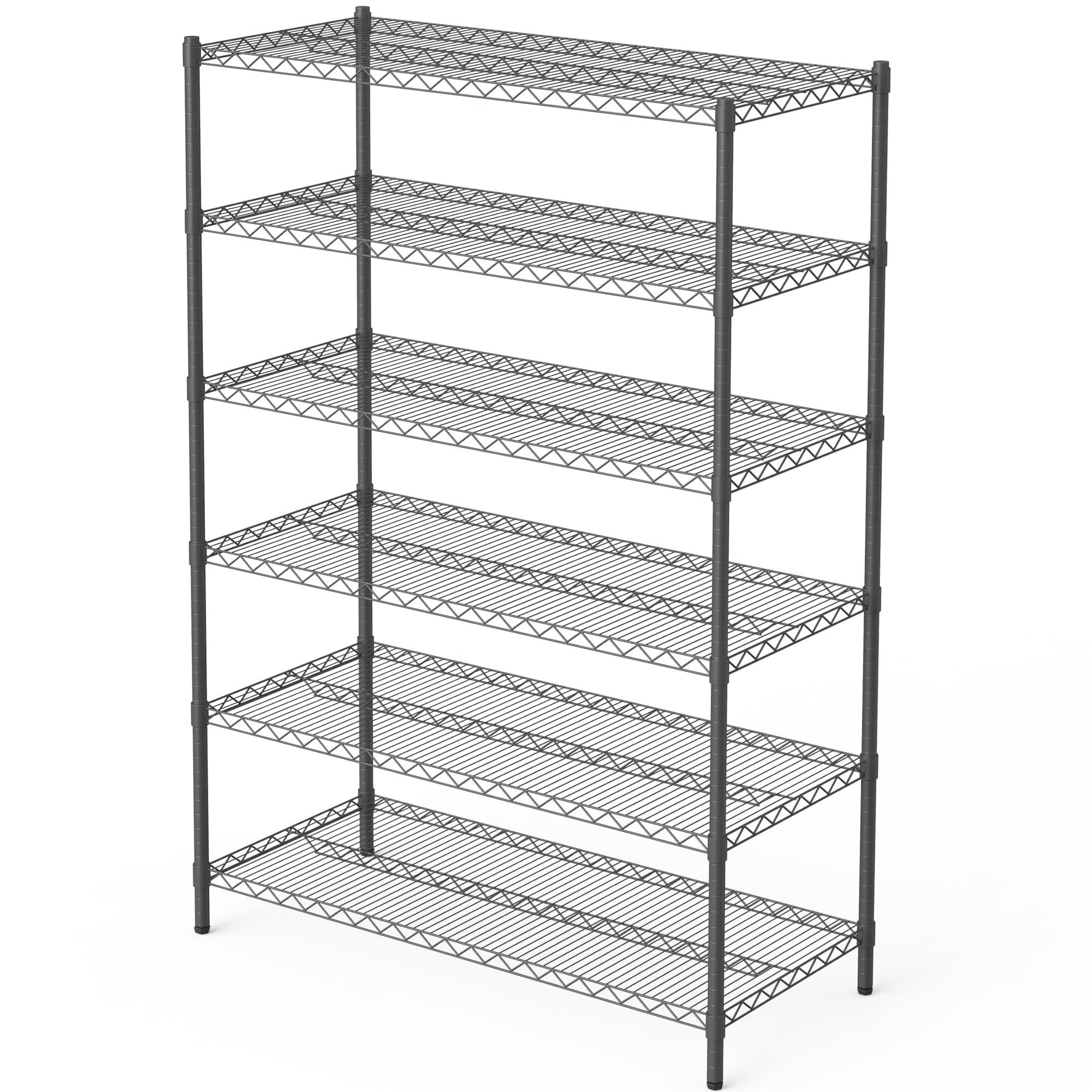 AHEONLAR 6 Tier Grey Storage Racks and Shelving - 48“ L×20” W×72“ H ...