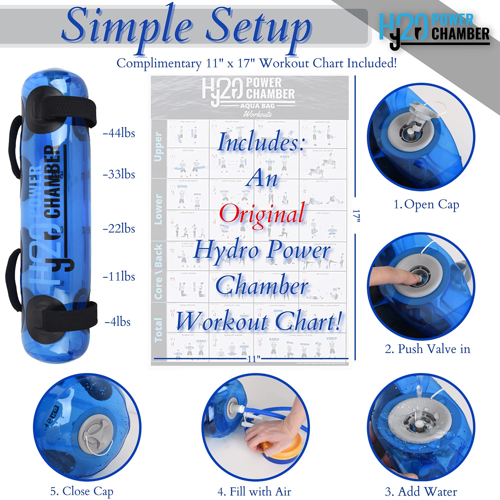 HYDRO POWER CHAMBER Aqua Bag - Fitness Sandbag with Water, Adjustable ...