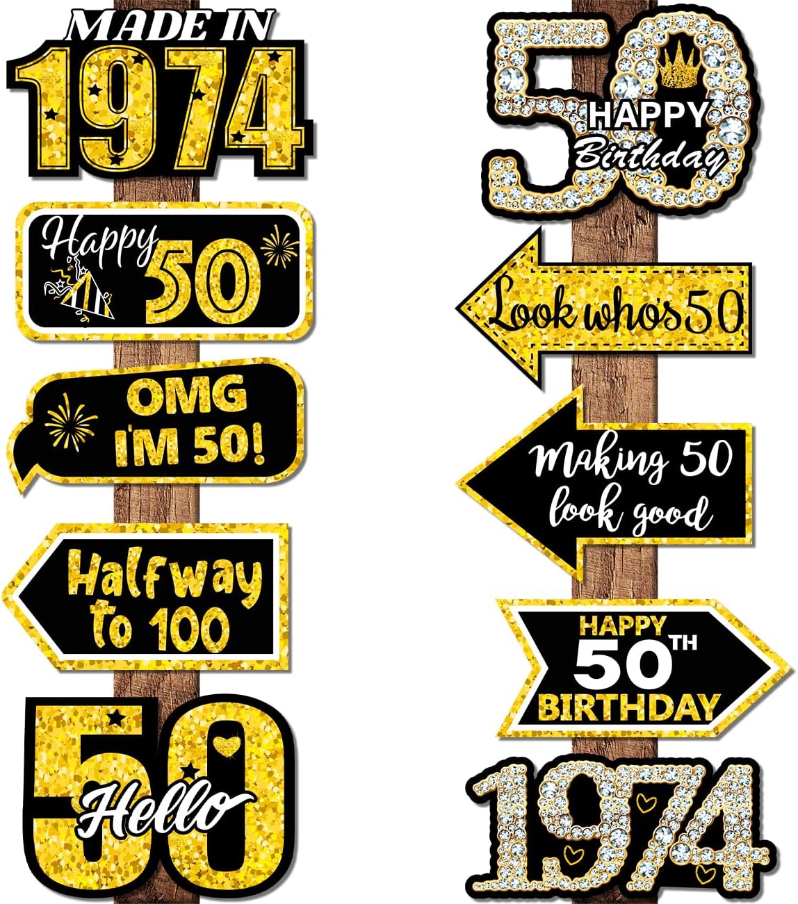 Amazon.com: 50th Birthday Photo Booth Props, Konsait 53Count Gold and ...