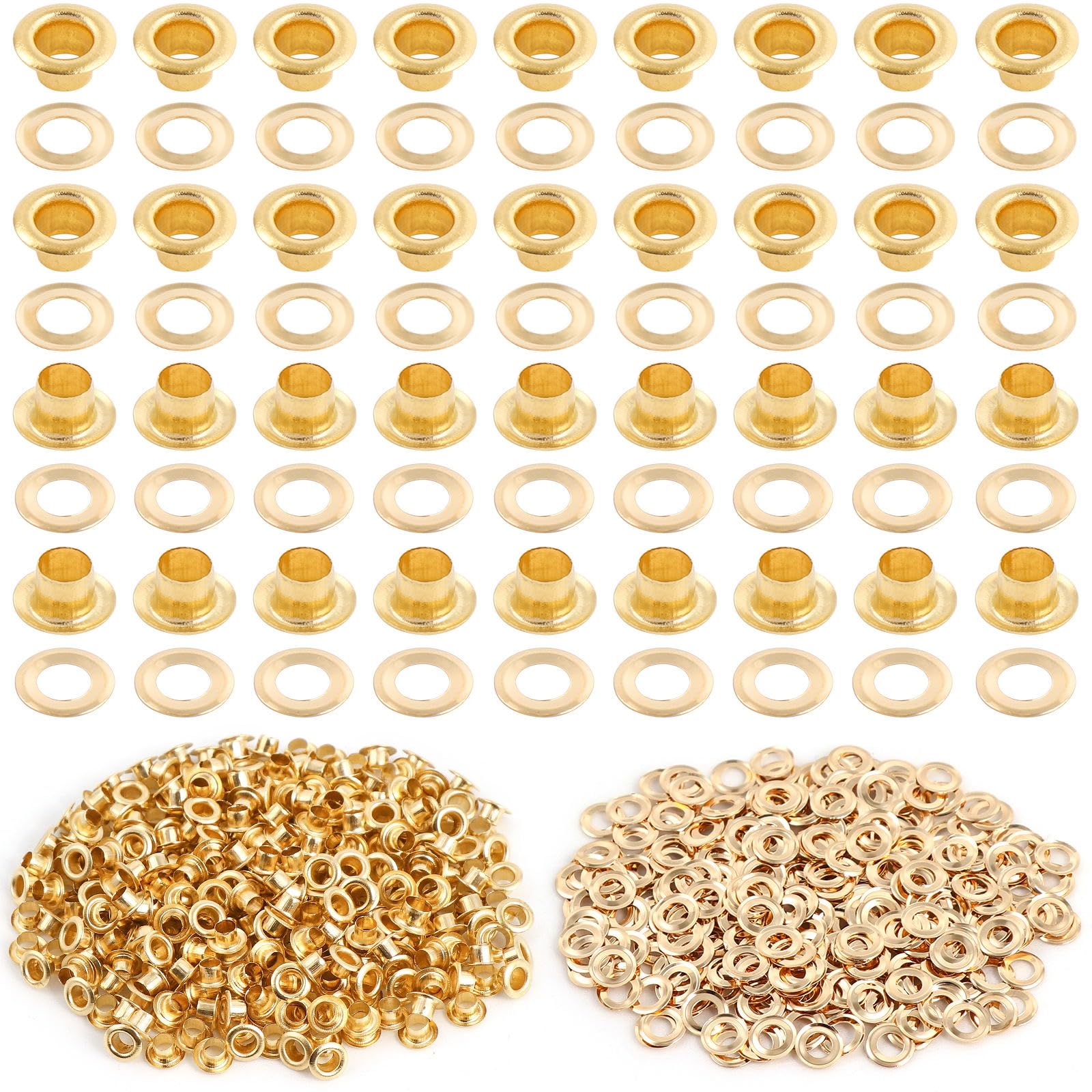 Amazon.com: PECMER 300 PCS Gold Eyelets and Grommets- 1/8 Inch Copper ...