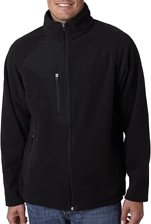 UltraClub Adult Full-Zip Micro-Fleece Jacket With Pocket 8495 - Black ...