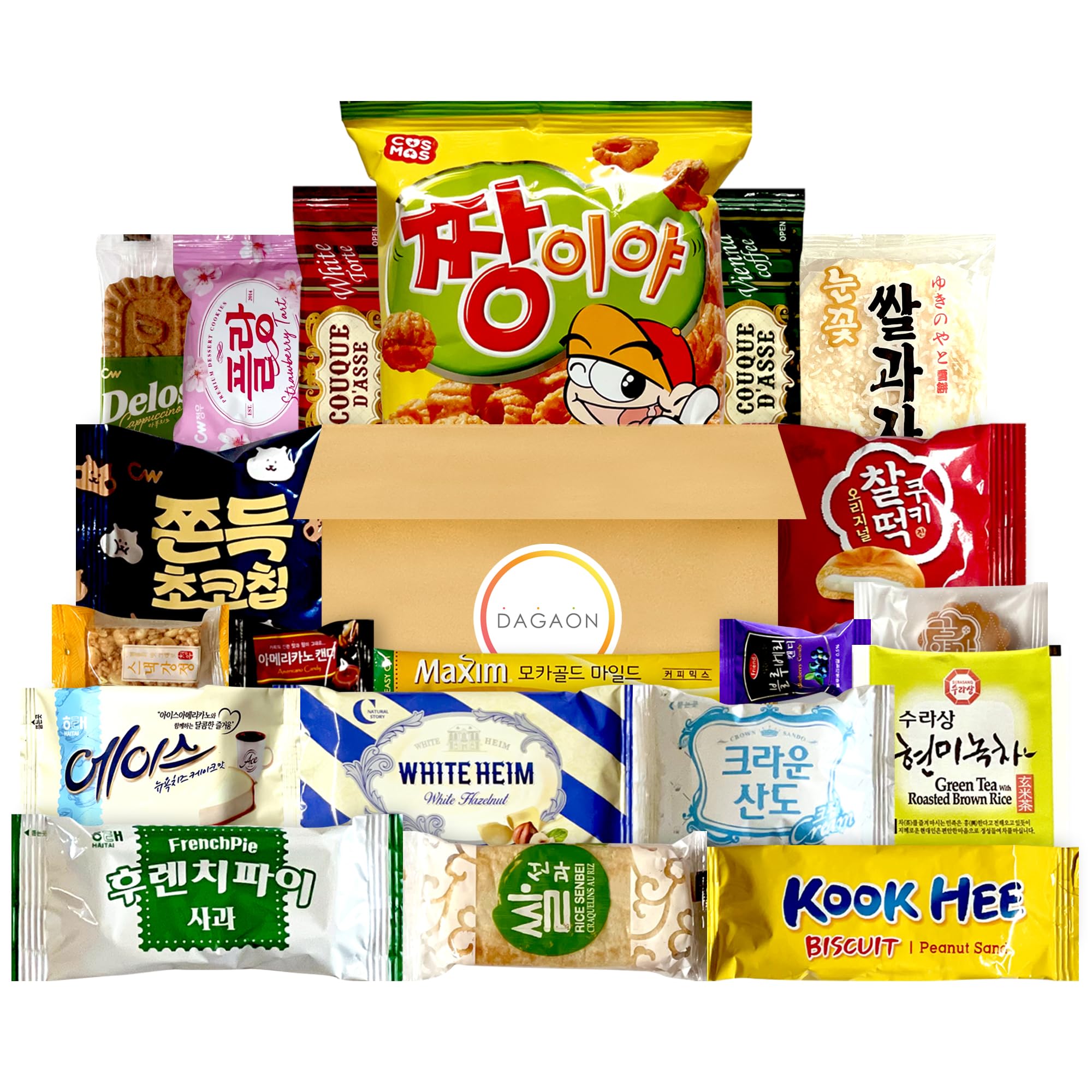 Amazon.com: Dagaon Flavorful Mini Korean Snack Box - 20 Count - Variety ...