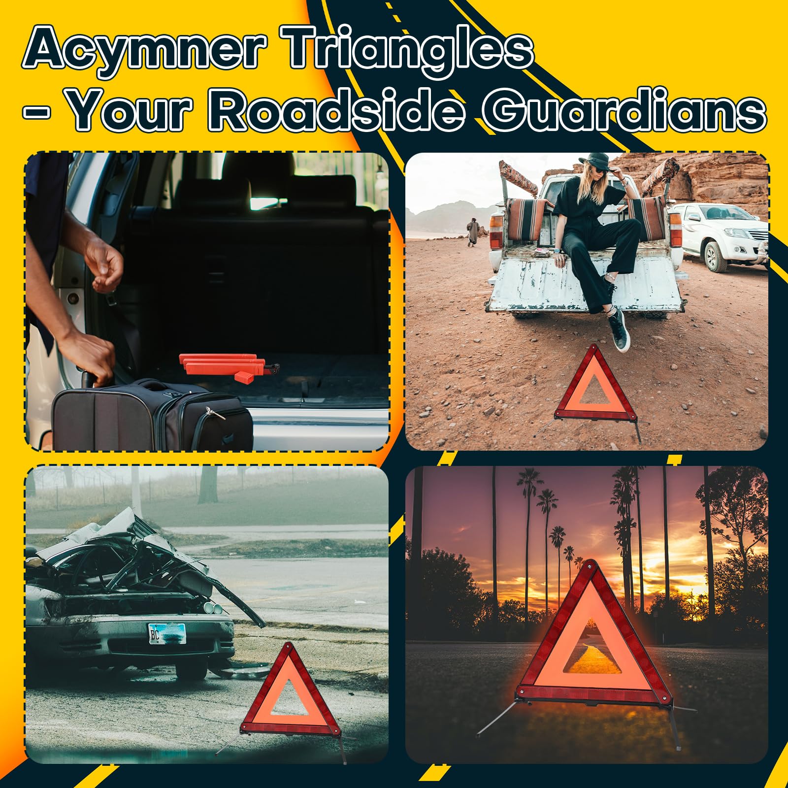 Breakdown Triangle For Car Vehicle Warning Signs 6-Pack Triangle ...