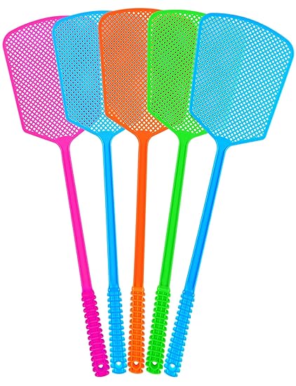 Fly Swatter,5 Pack Plastic Heavy Duty Manual Fly Killer, Long Handle ...