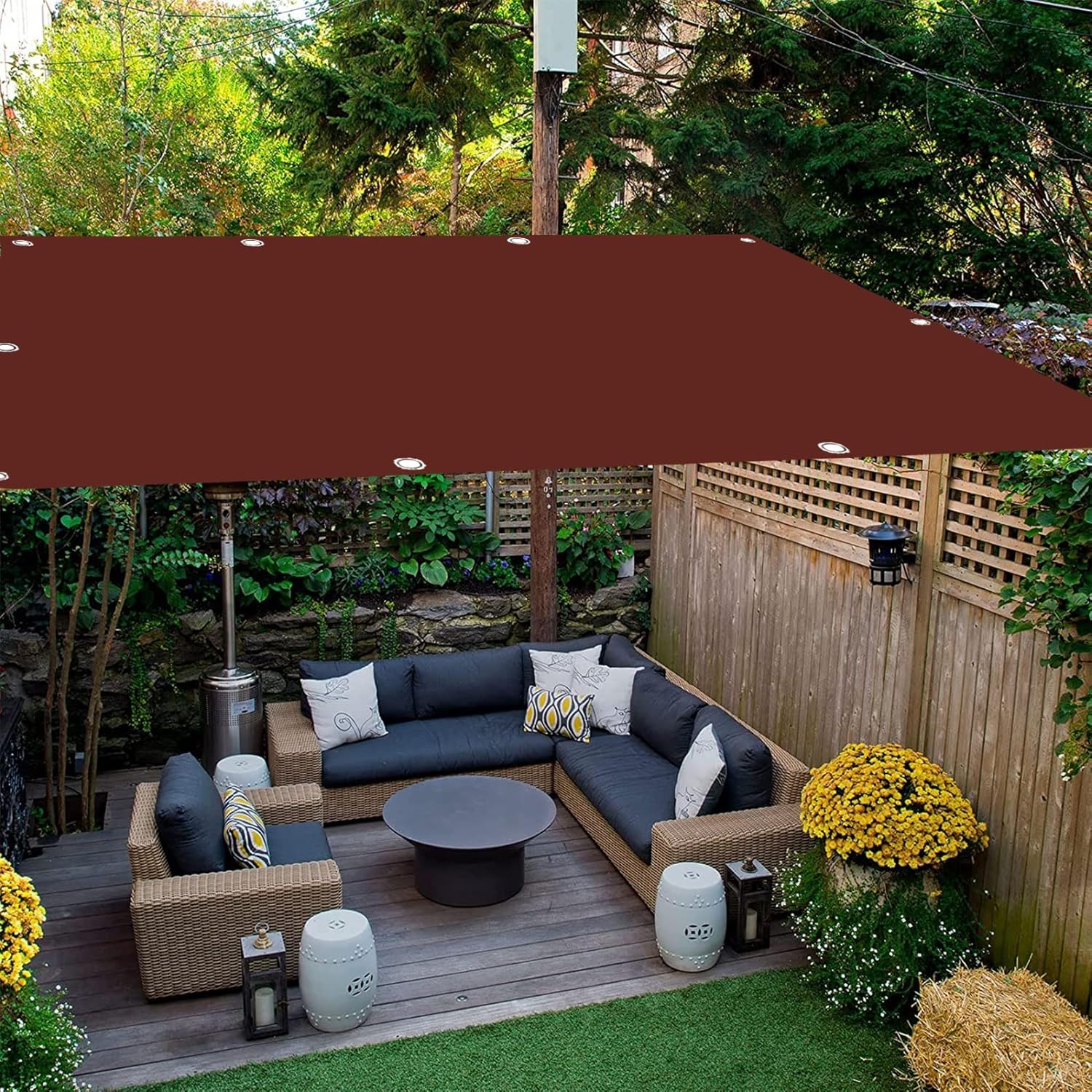 Amazon.com : Sun Shade Sail Waterproof, 5 x 6.5 m Rectangular Pergola ...