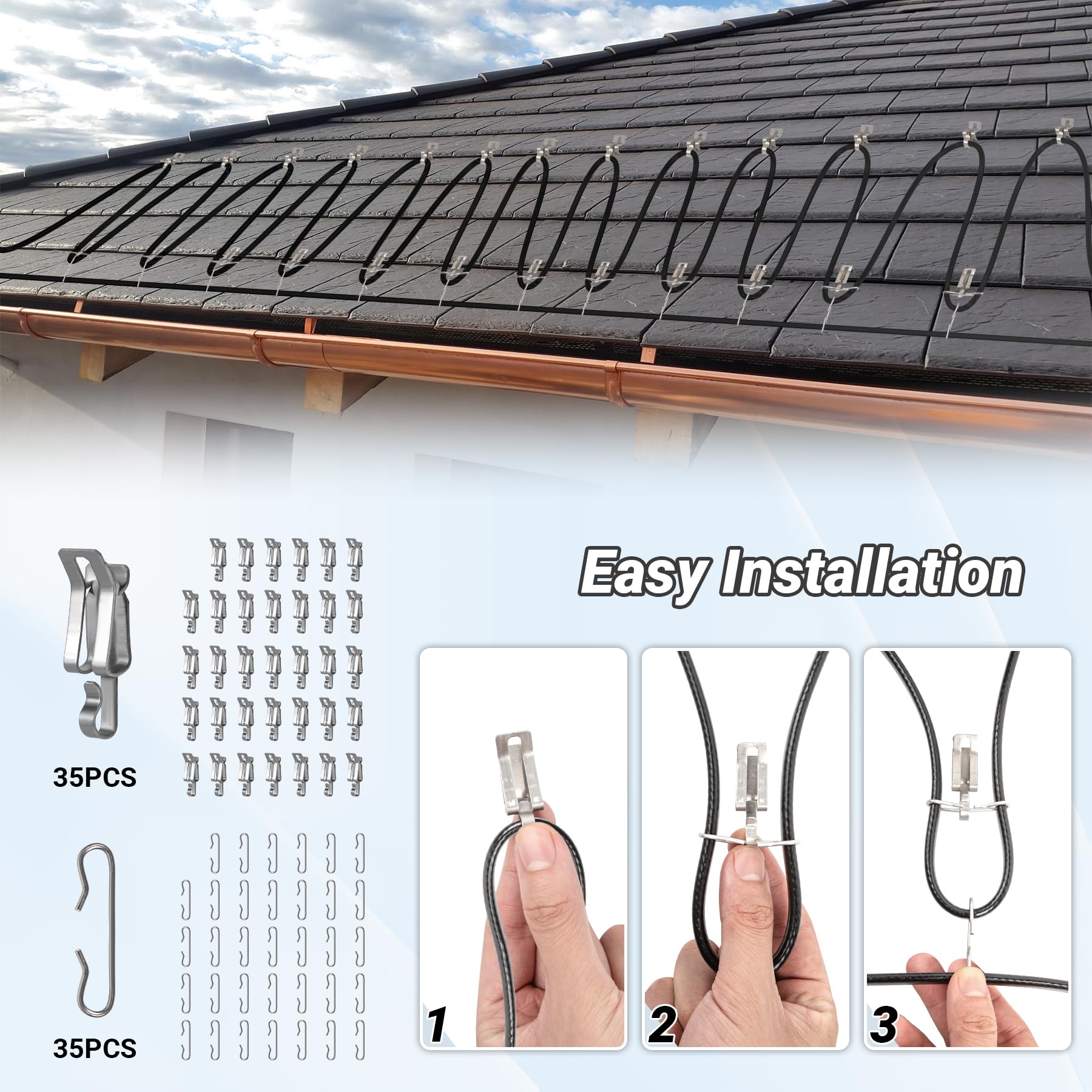 Metal Eave Roof Heater Cable 60 Ft 240V Roof & Gutter Heating Cable