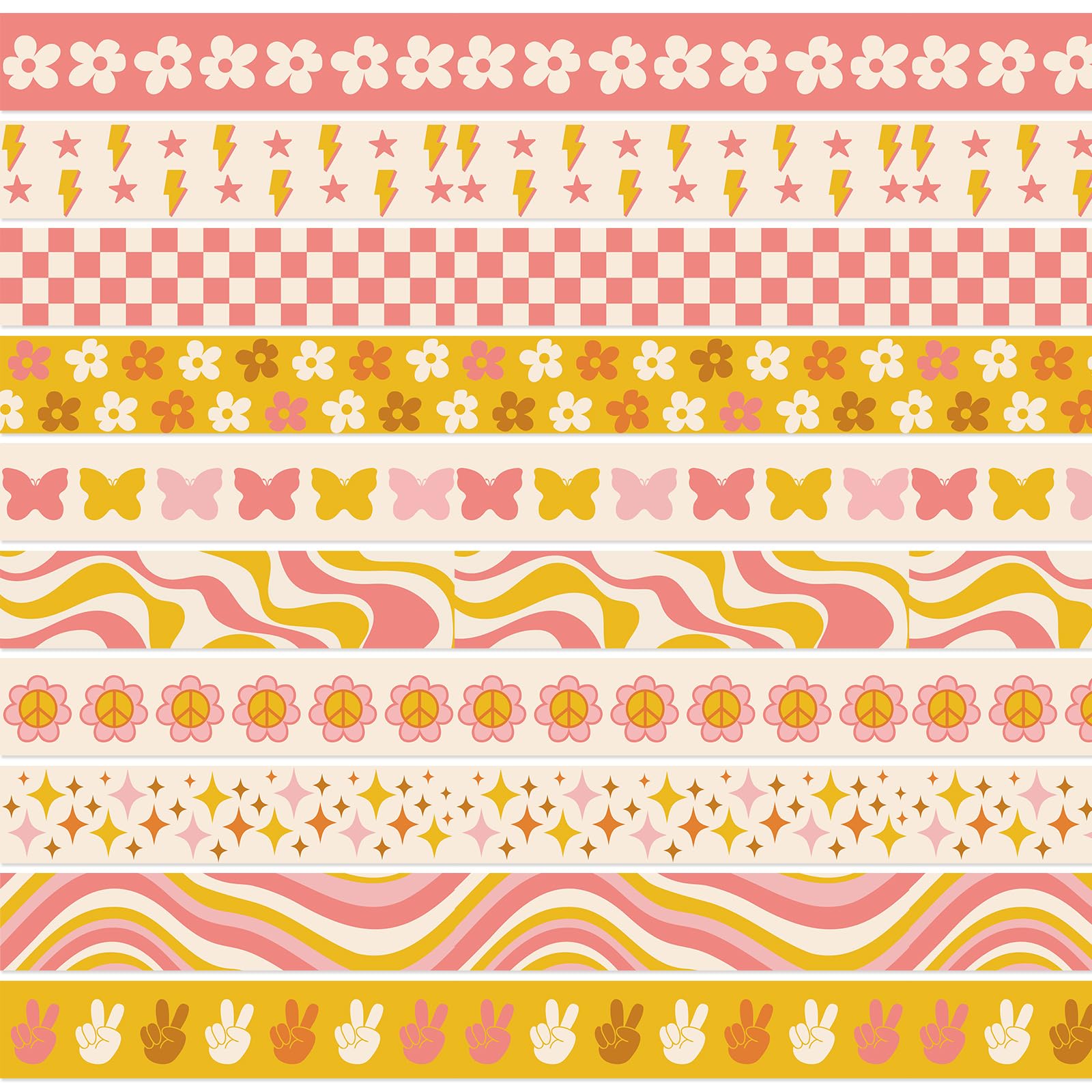 Amazon.com: Whaline 80.4Ft Retro Groovy 70s Bulletin Board Borders Boho ...