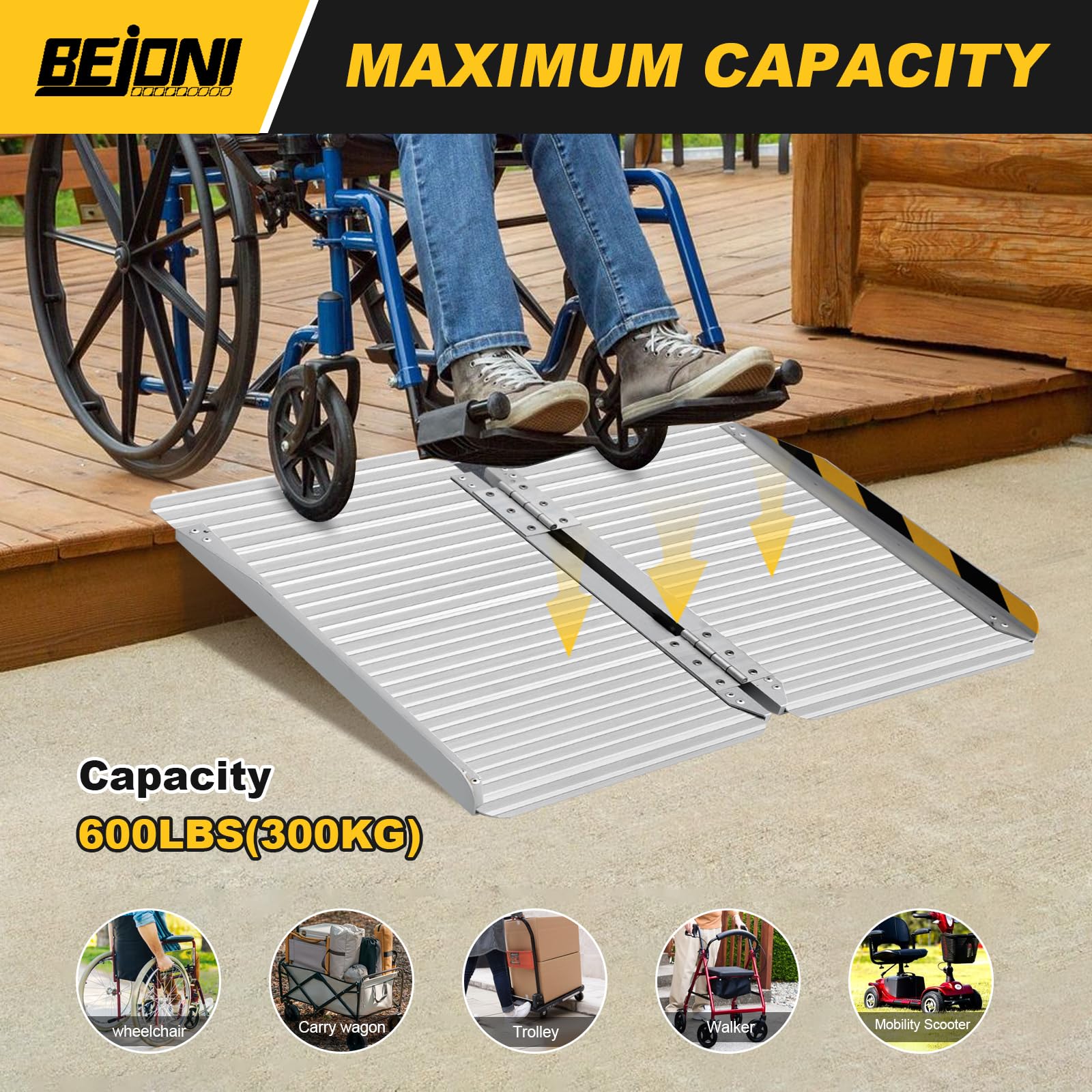 Snapklik.com : 2FT Portable Wheelchair Ramp, 30W Aluminum Folding ...