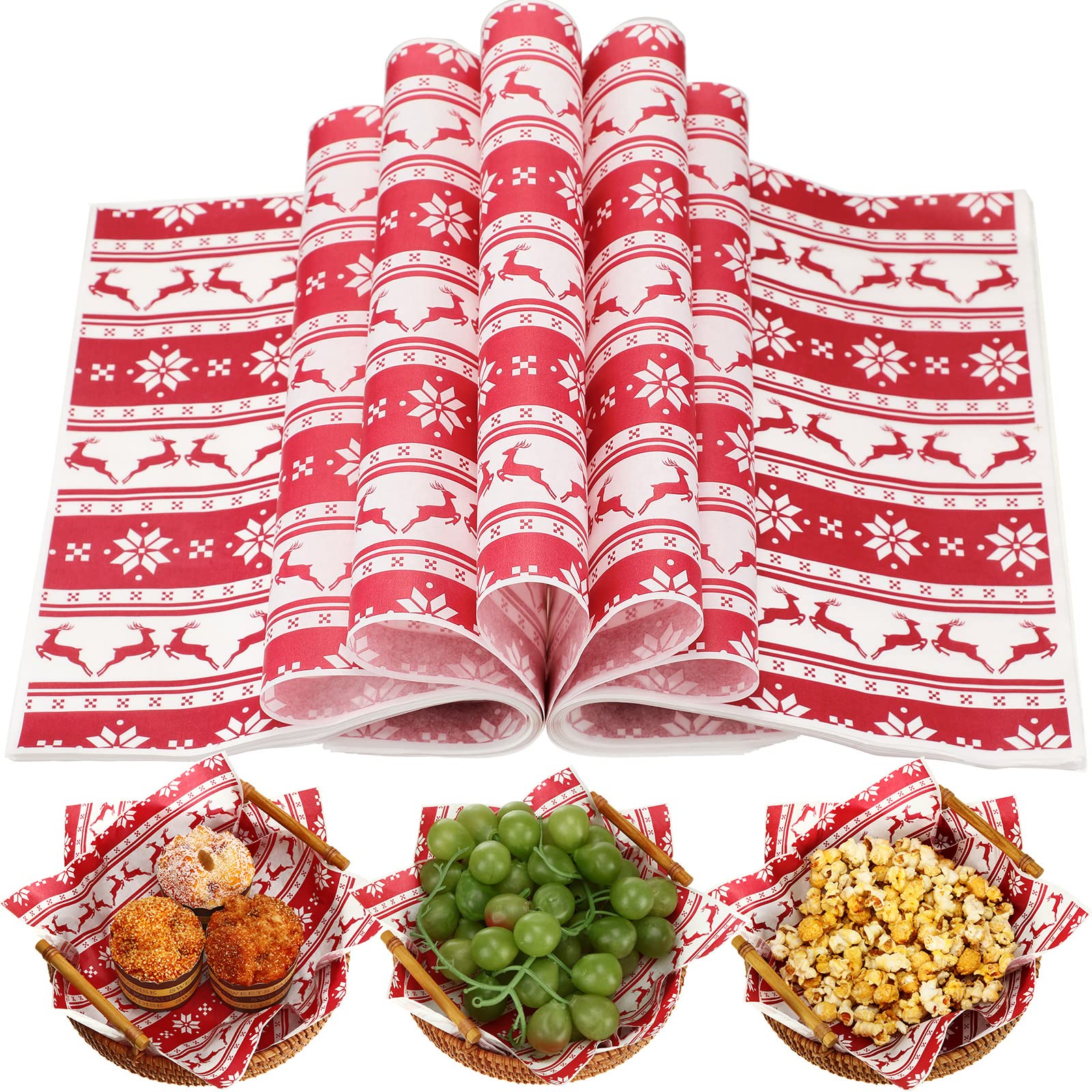 Amazon.com: 150 Pieces Christmas Wax Paper Decorative Parchment Paper ...
