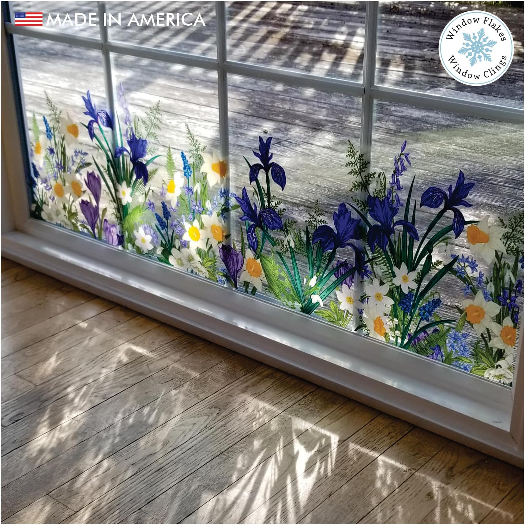 Amazon.com: Botanical Springtime Flower Window Cling Decal. Crocuses ...