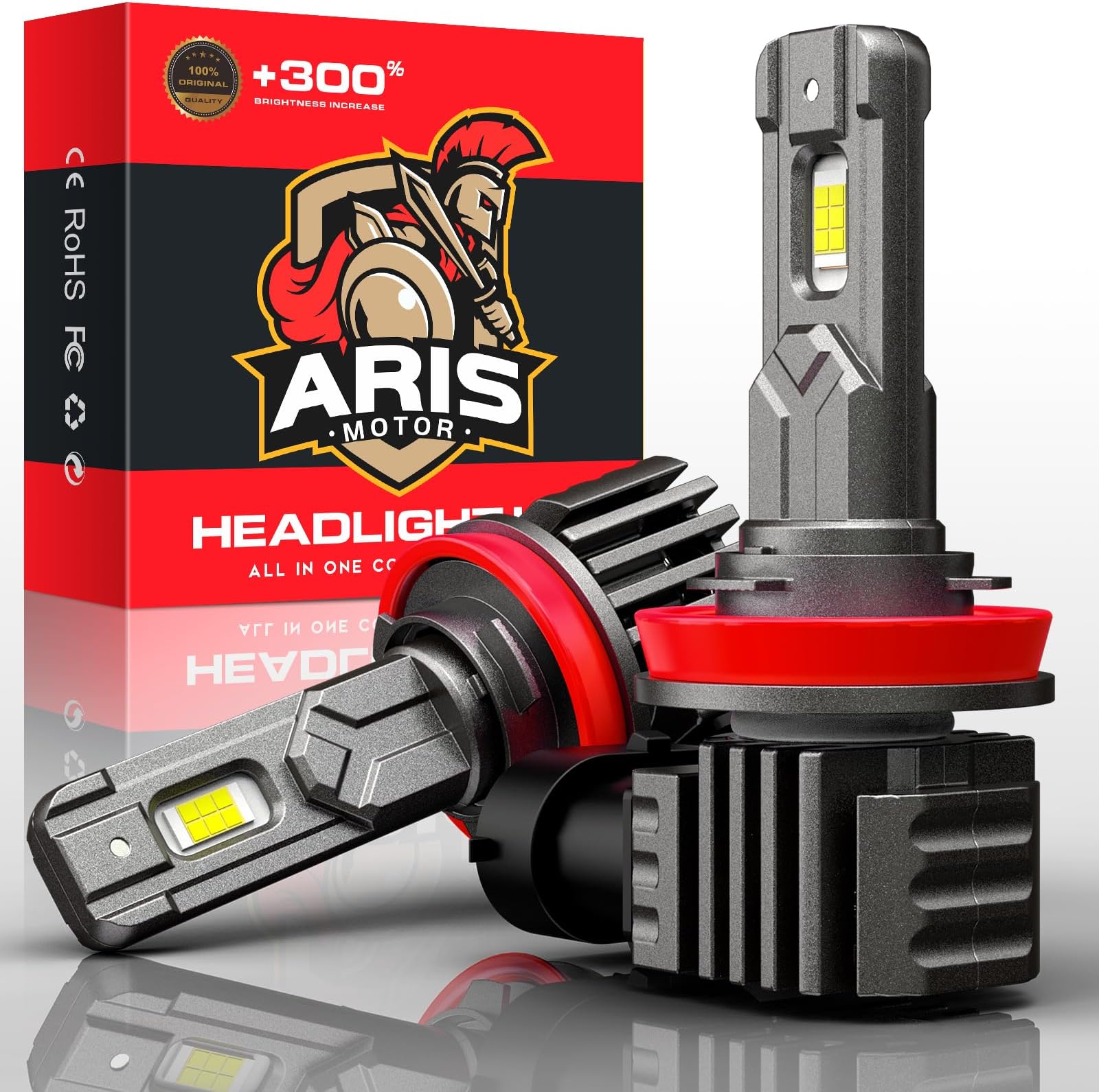 ARISMOTOR H11/H9/H8 LED Headlight Bulb w/Canbus, 120W 20000LM 6500K ...