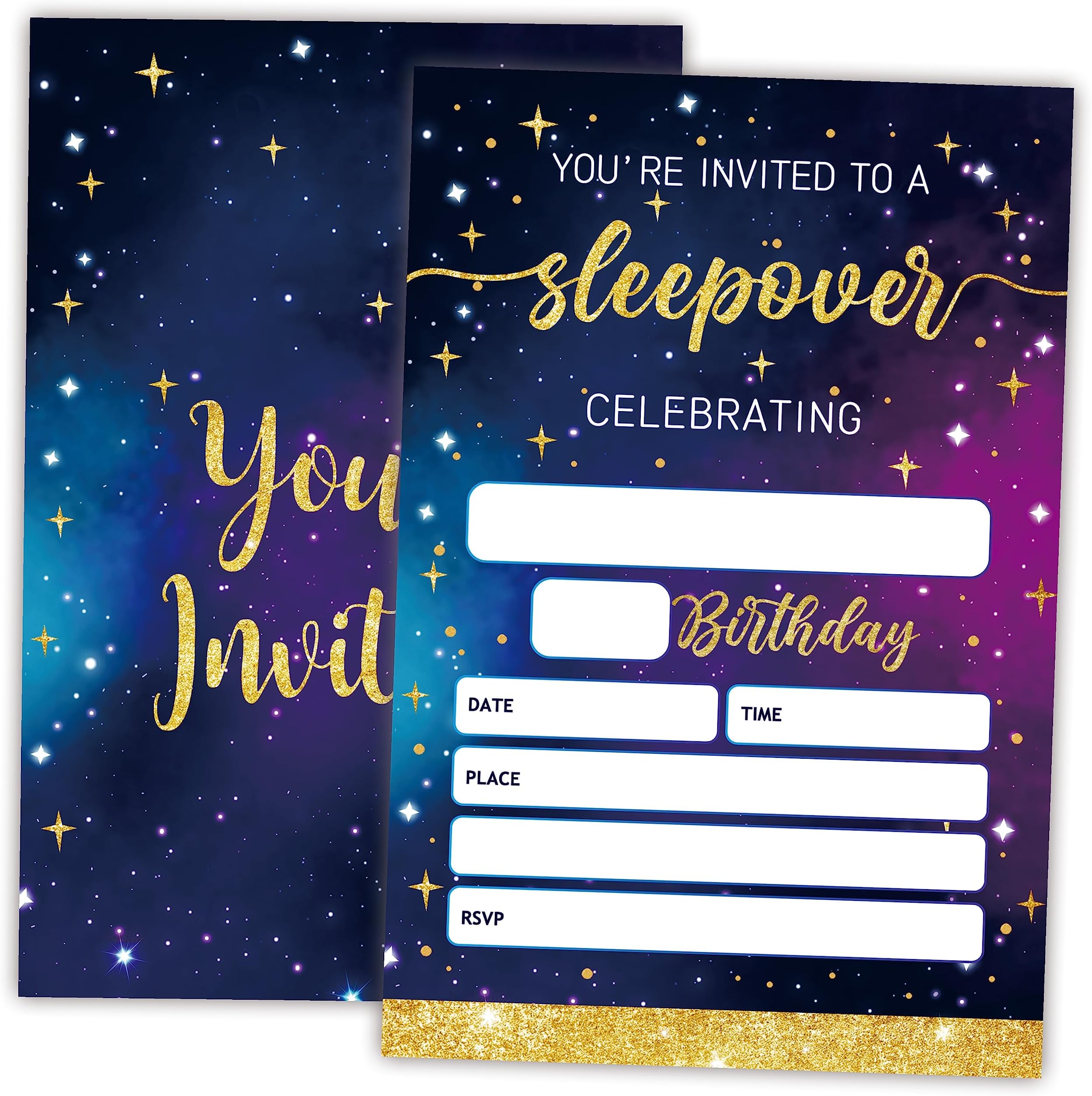 Amazon.com : UDNADKEX Sleepover Birthday Invitations Girl with ...