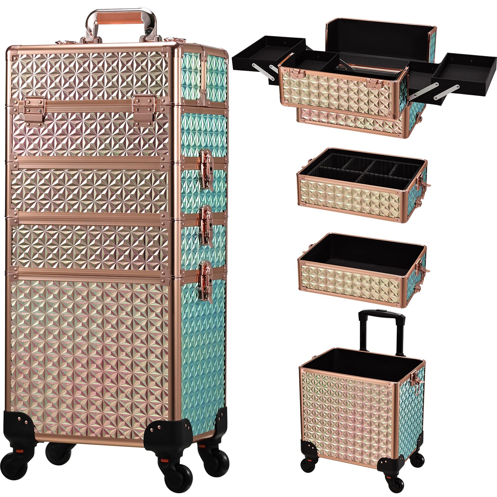 Amazon.com : Stagiant Rolling Makeup Train Case Large Storage Cosmetic ...