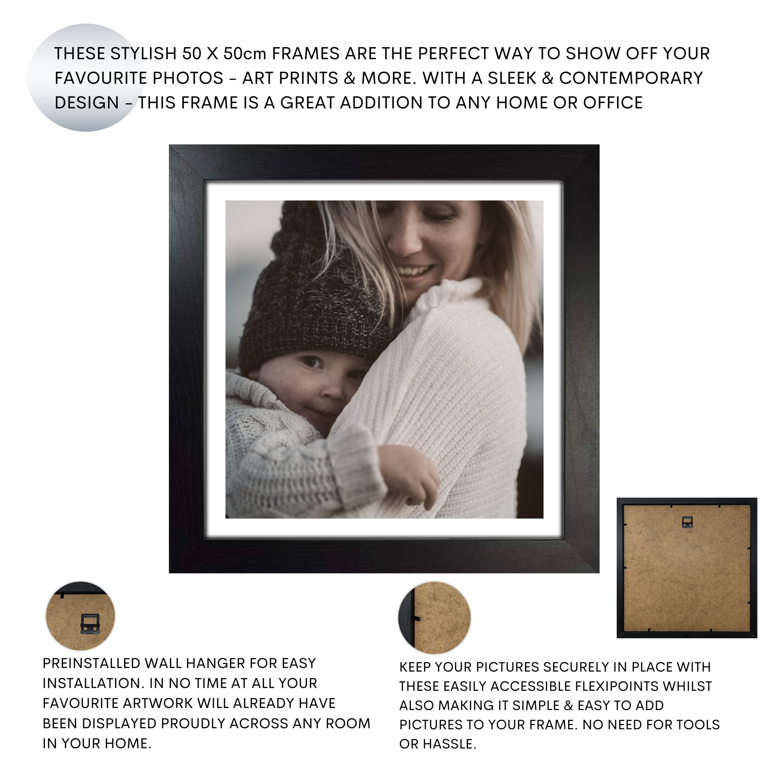 50x50 Frame - Black Wooden Picture Frames, Square Picture Frames ...