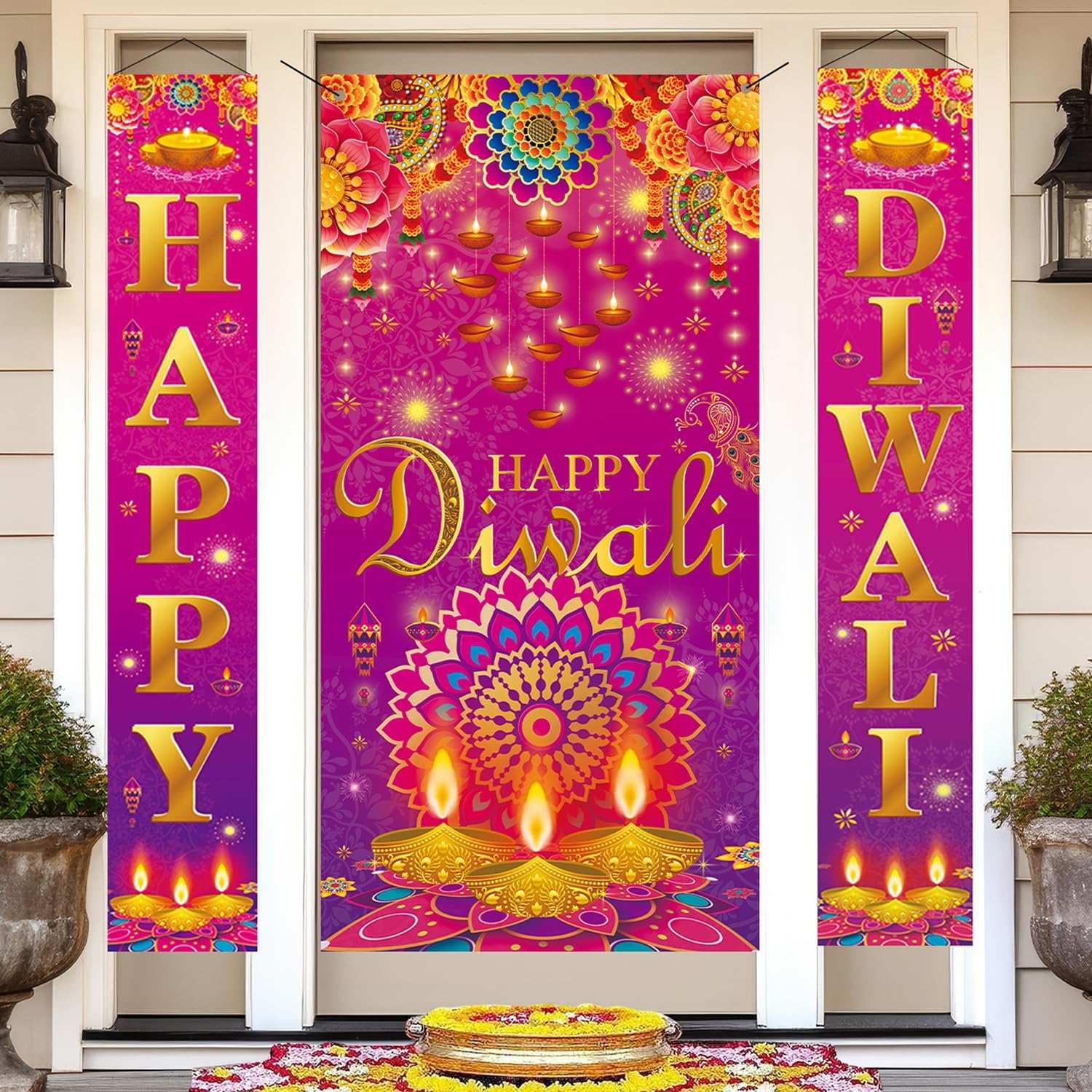 Amazon.com: Diwali Decorations for Home, Happy Diwali Porch Door Banner ...