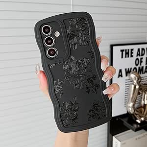 Amazon.com: ZTOFERA Wavy Phone Case for Samsung Galaxy A15 5G,Unique Curly Wave Frame & Rose ...