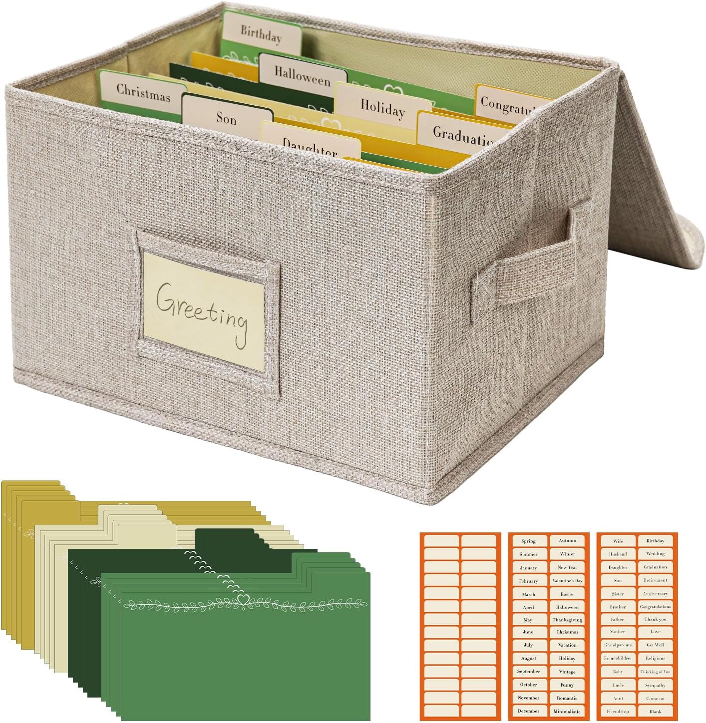 Amazon.com: PZRLit Greeting Card Organizer Box with 12 Removable ...