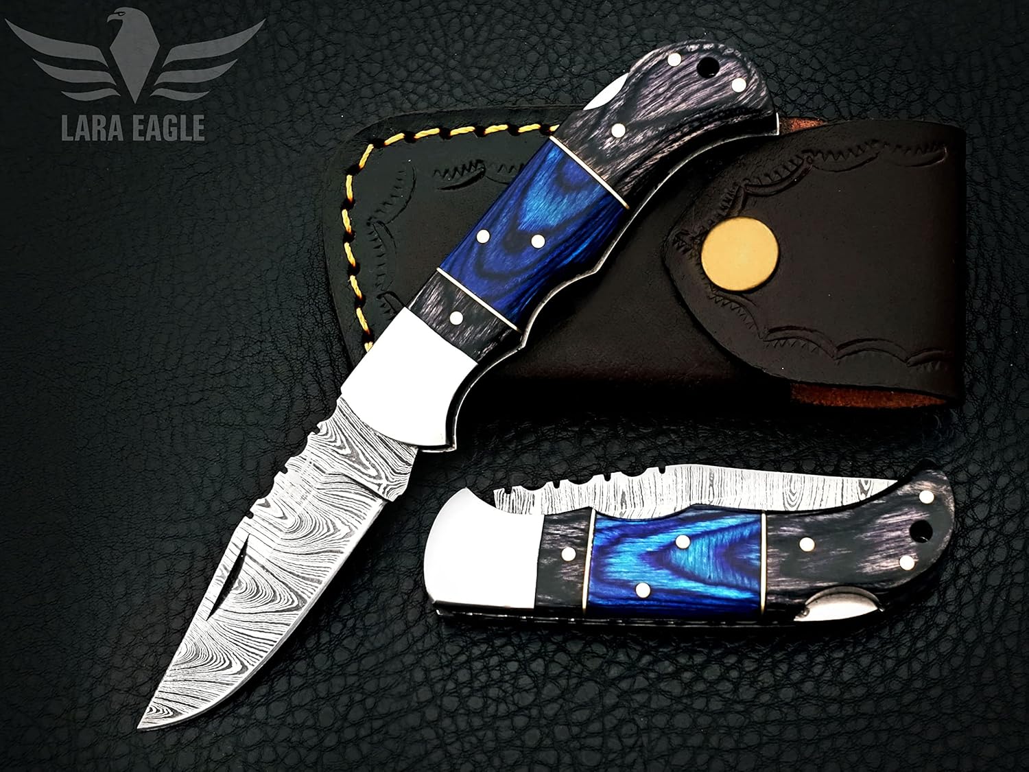 Lara Eagle Cuchillo de bolsillo de Damasco para hombre, cuchillos de ...