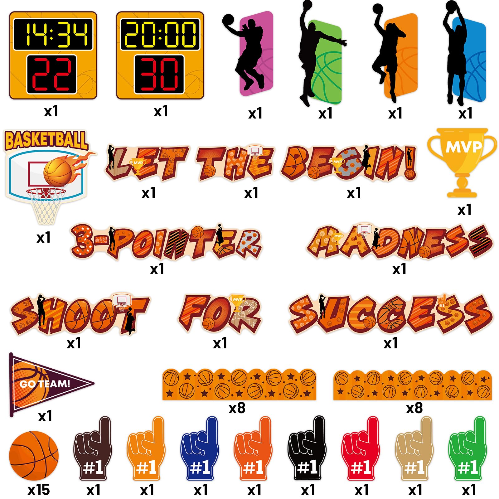 Snapklik.com : 58 PCS Basketball Bulletin Board Decoration March ...