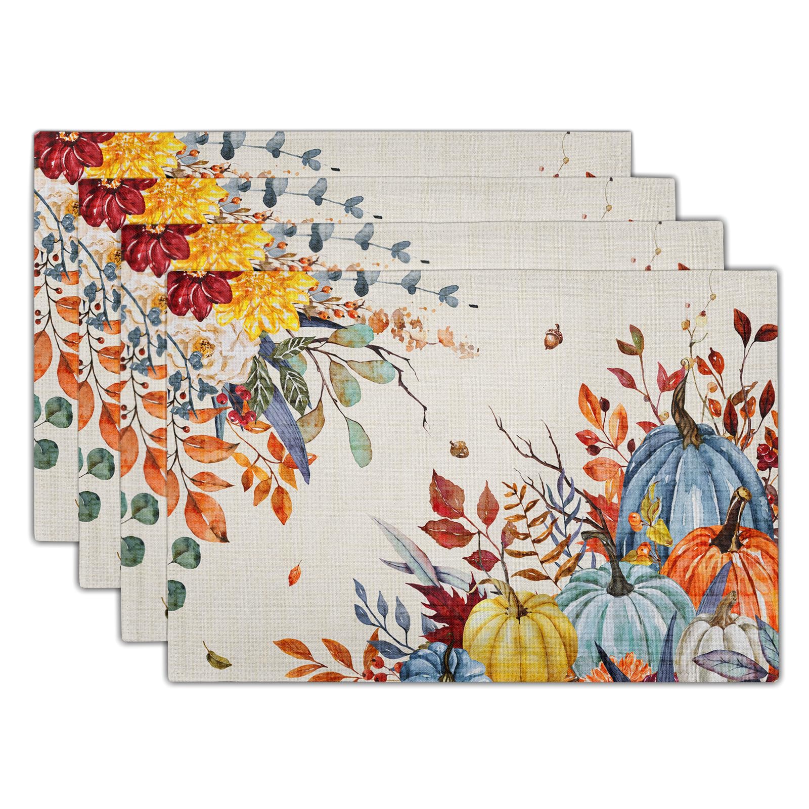 Amazon.com: Giwawa Fall Thanksgiving Placemats Set of 4 Watercolor ...