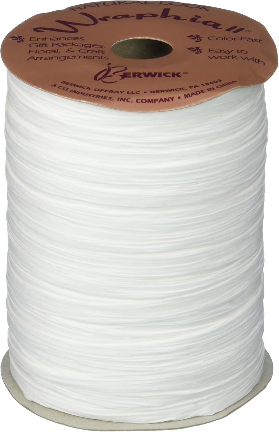 Amazon.com: Berwick Offray Matte White Raffia Ribbon, 1/4'' Wide, 100 ...
