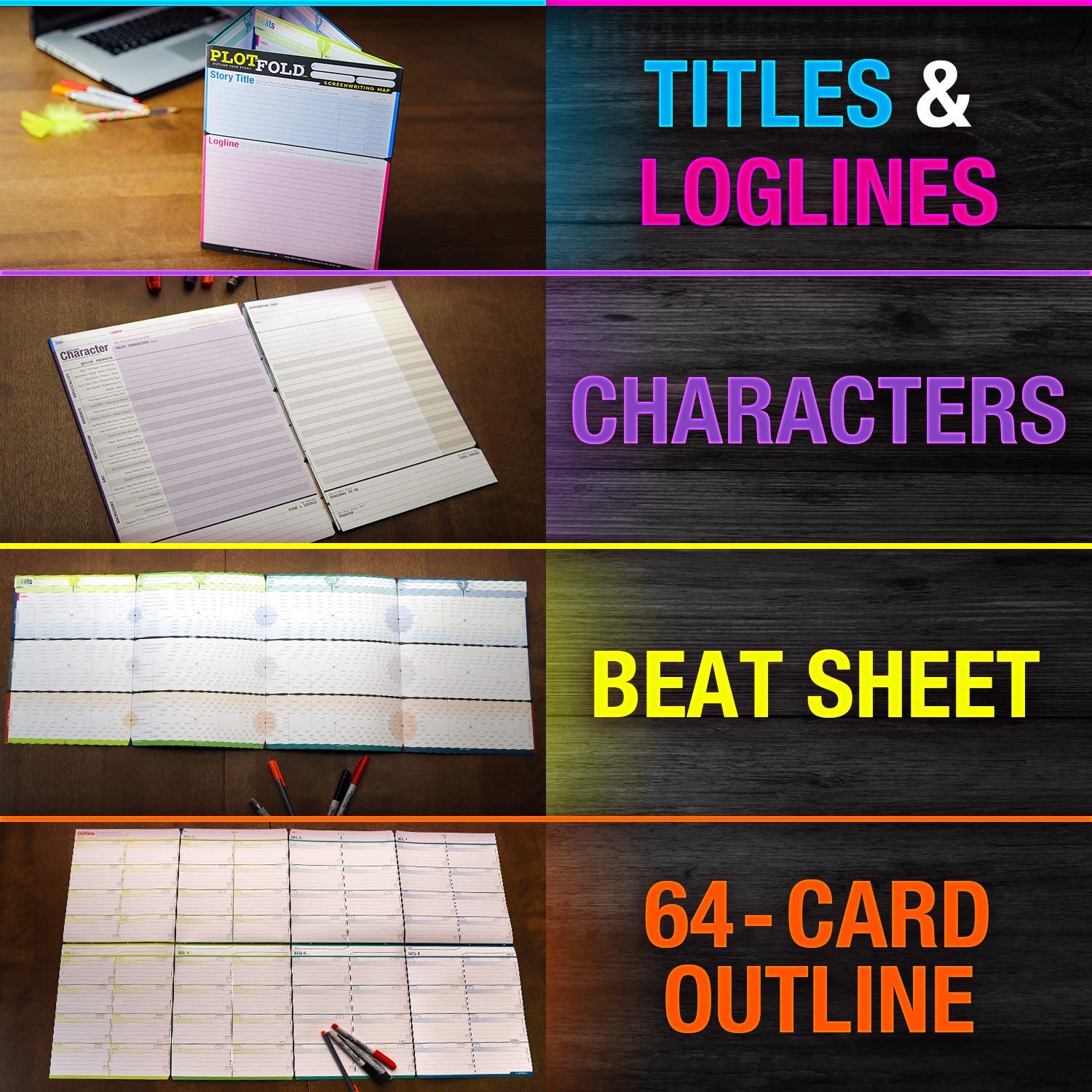 Snapklik.com : (4-Pack) PlotFold Screenwriting Map: Plan, Organize And Outline Film & TV Script ...