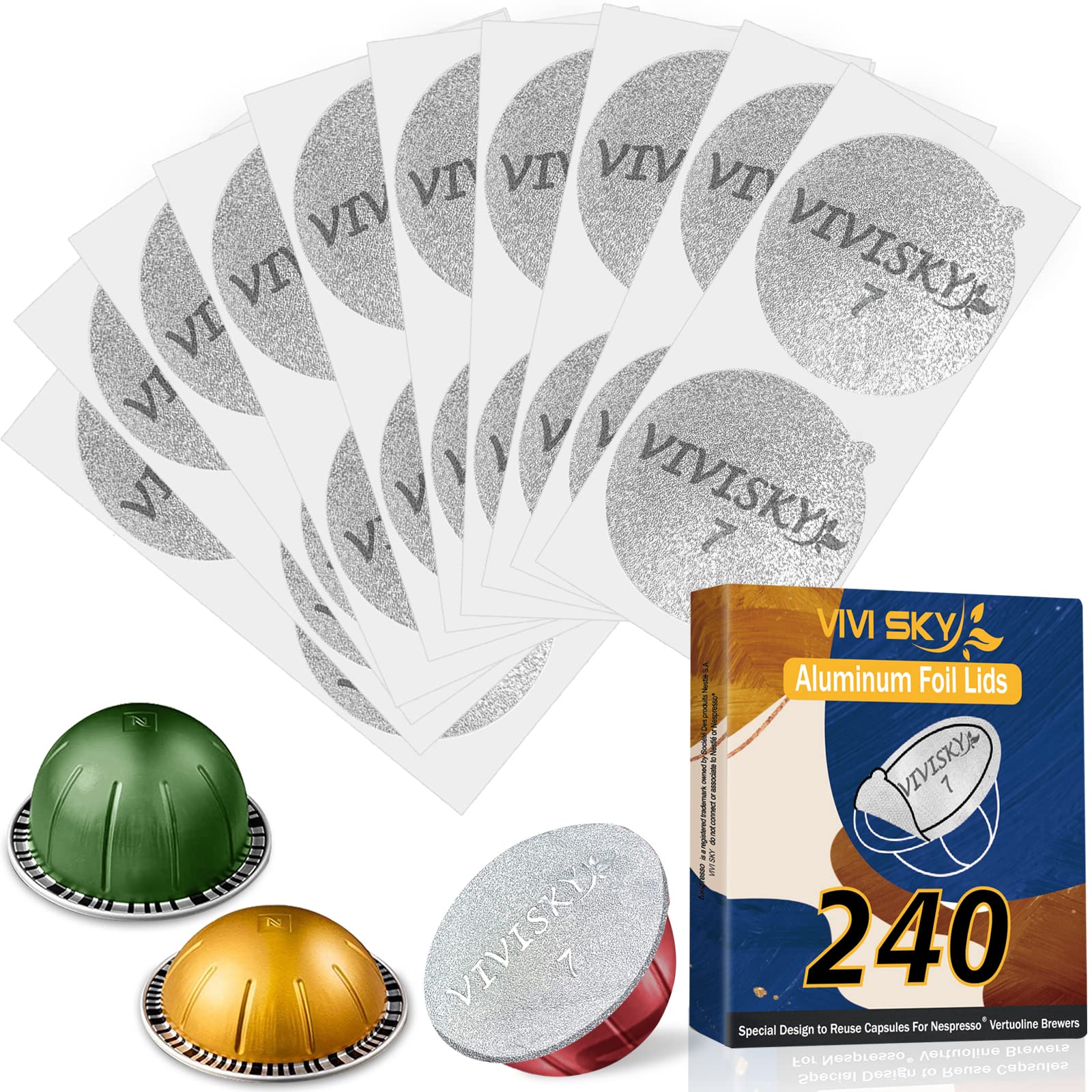 Amazon.com: VIVI SKY 240Pcs Aluminum Foil Lids for Reusable Nespresso ...