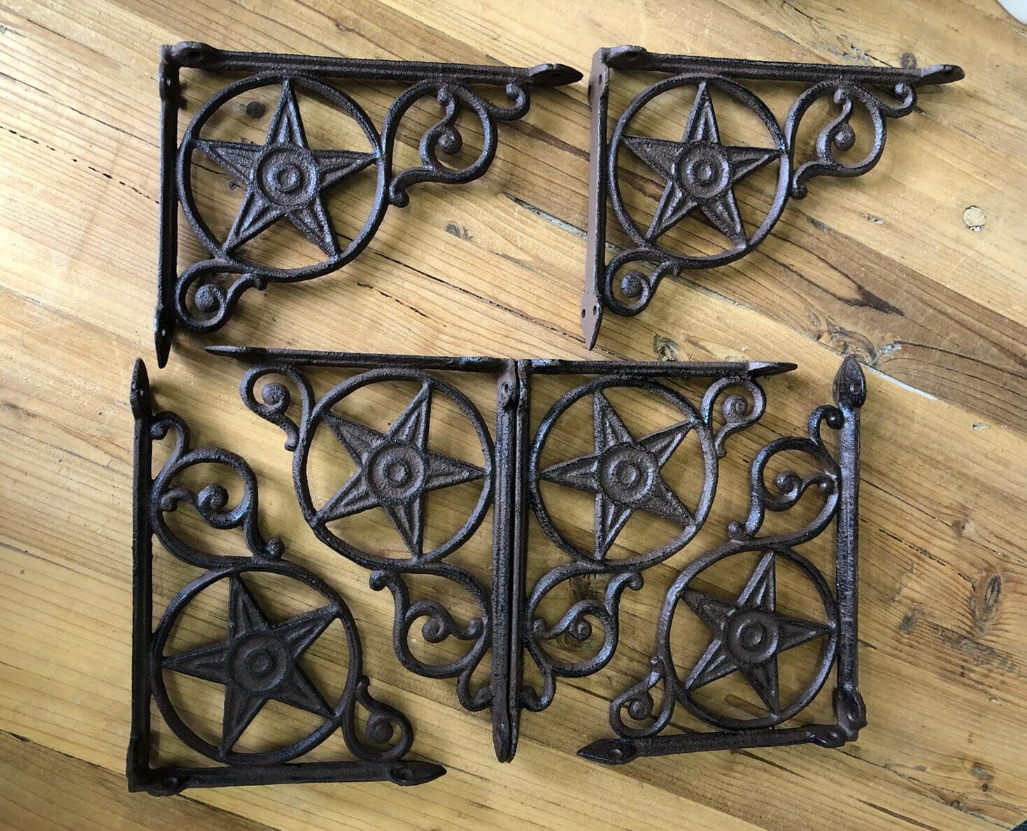 Amazon.com: 6 Cast Iron Style Star Brackets Garden Braces Shelf Bracket ...