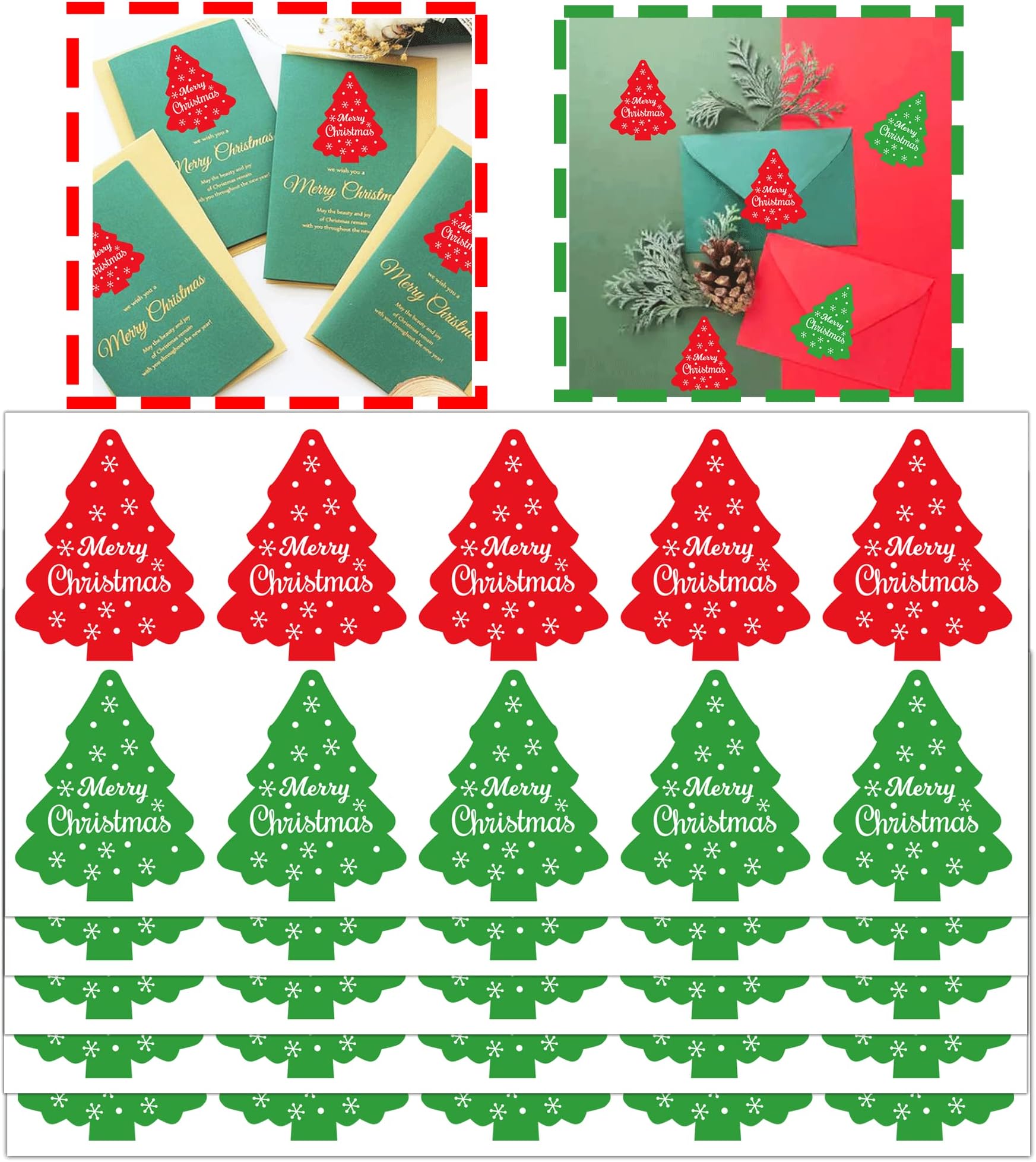 Amazon.com: 300 Pcs Christmas Envelope Seal Stickers - Tree Labels ...