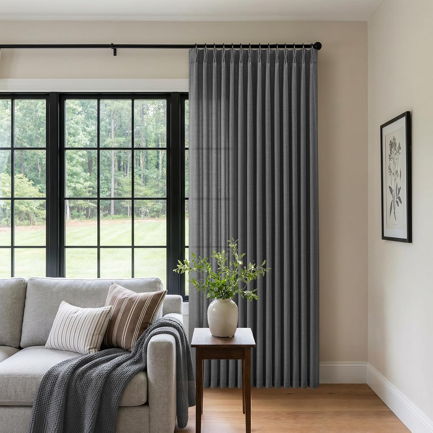 Yuanice Pinch Pleated Curtains 104 Inches for Living Room Extra Long ...