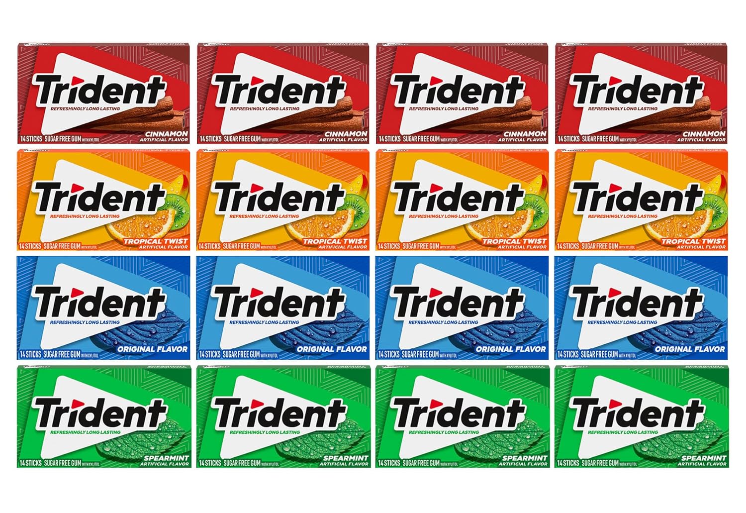 Amazon.com : Trident Gum Variety Pack – Pack of 16 Refreshing Sugar ...