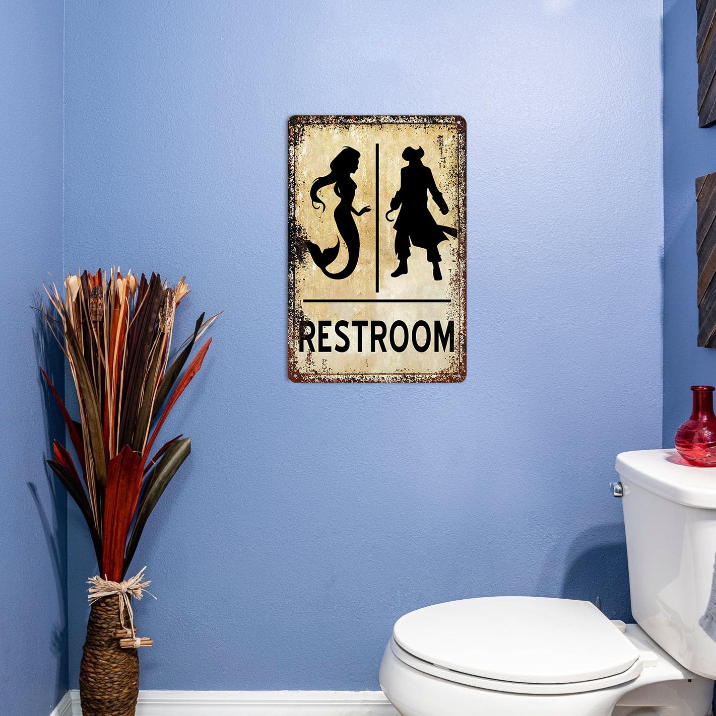 Pirate Bathroom Decor Mermaid Pirate Restroom Sign, Restroom Sign,