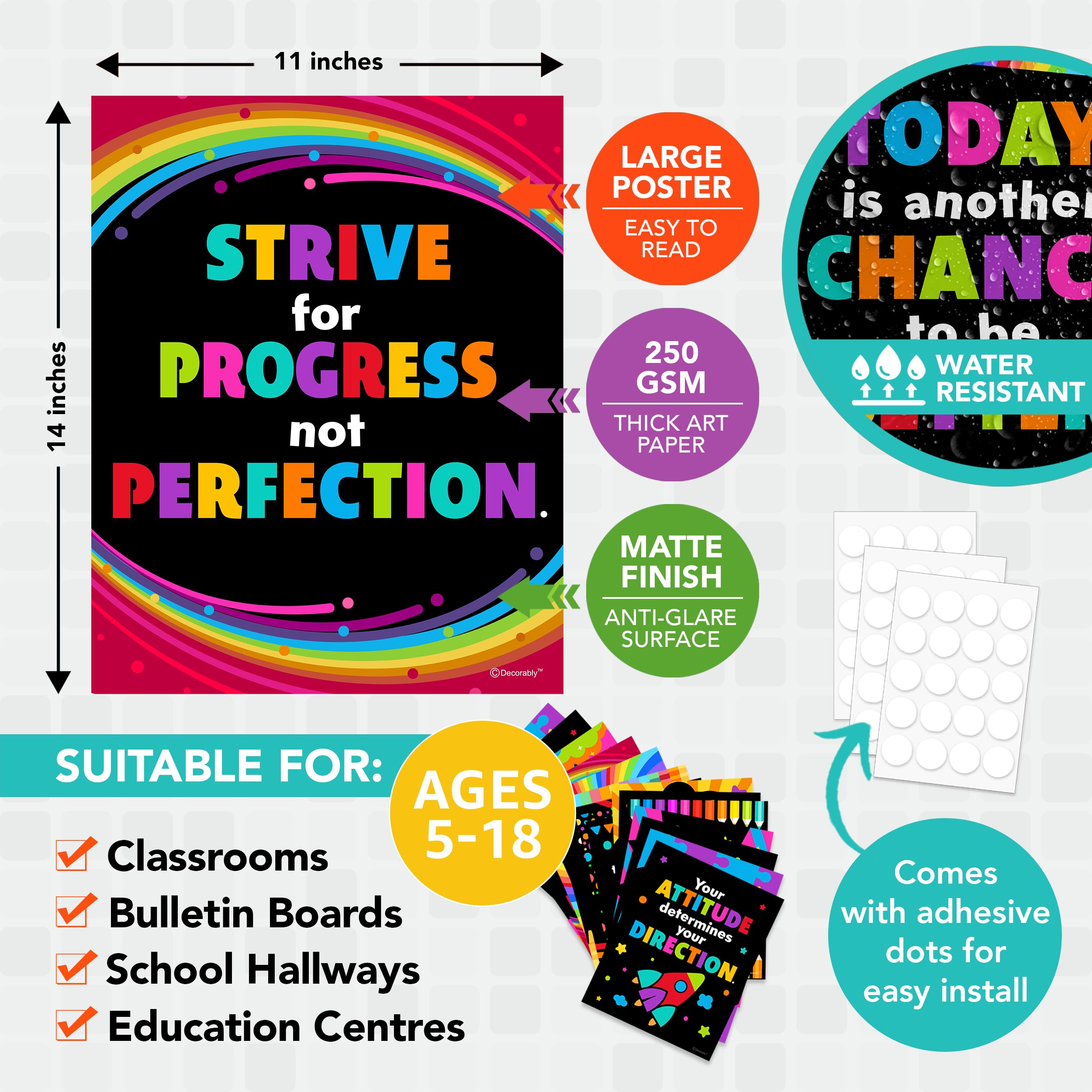 Snapklik.com : Decorably 15 Chalkboard Motivational Posters For Kids ...