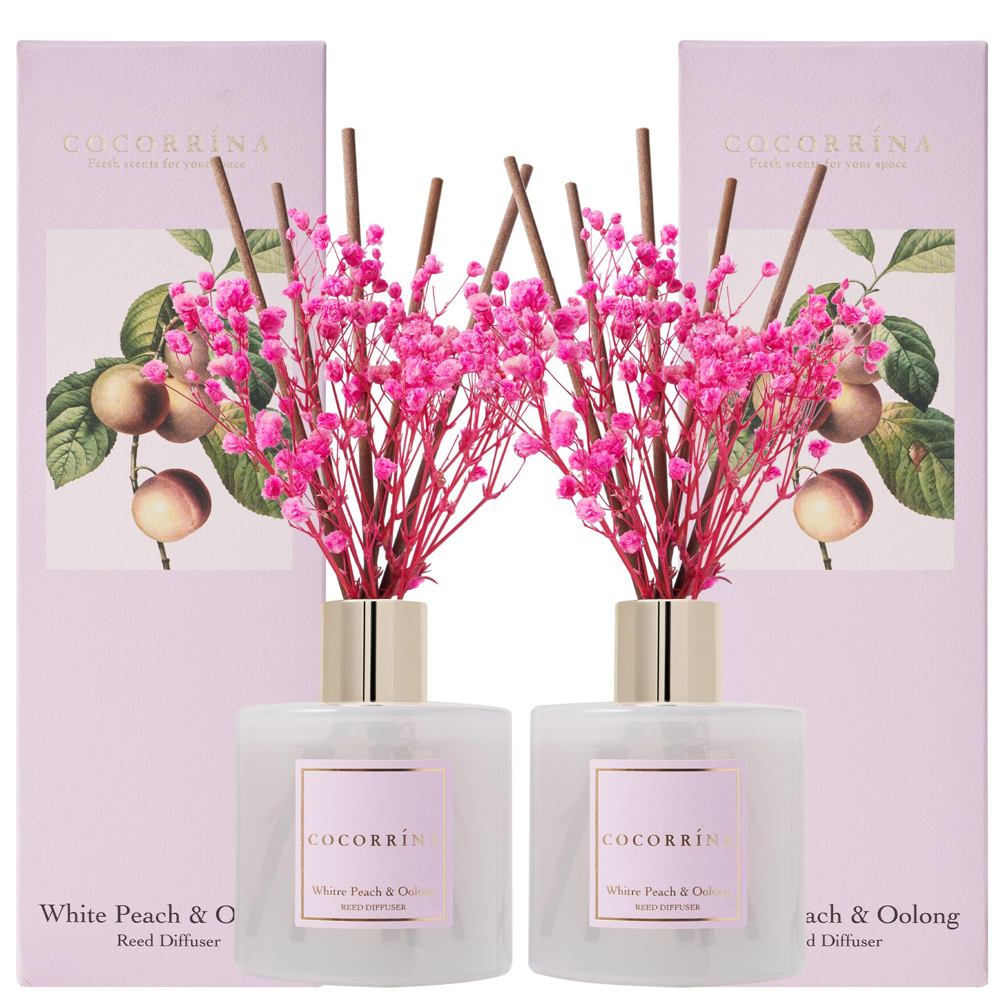 Snapklik.com : Cocorrína Reed Diffuser Set - White Peach& Oolong Reed Diffuser 2 Packs 6.7oz ...