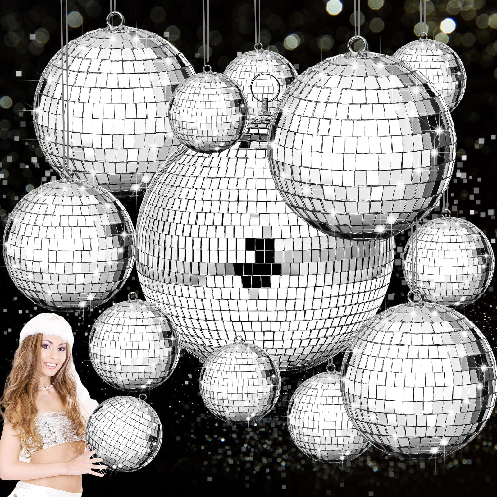 Amazon.com: Pack of 4 Large Disco Balls - Disco Ball Set - Hanging ...