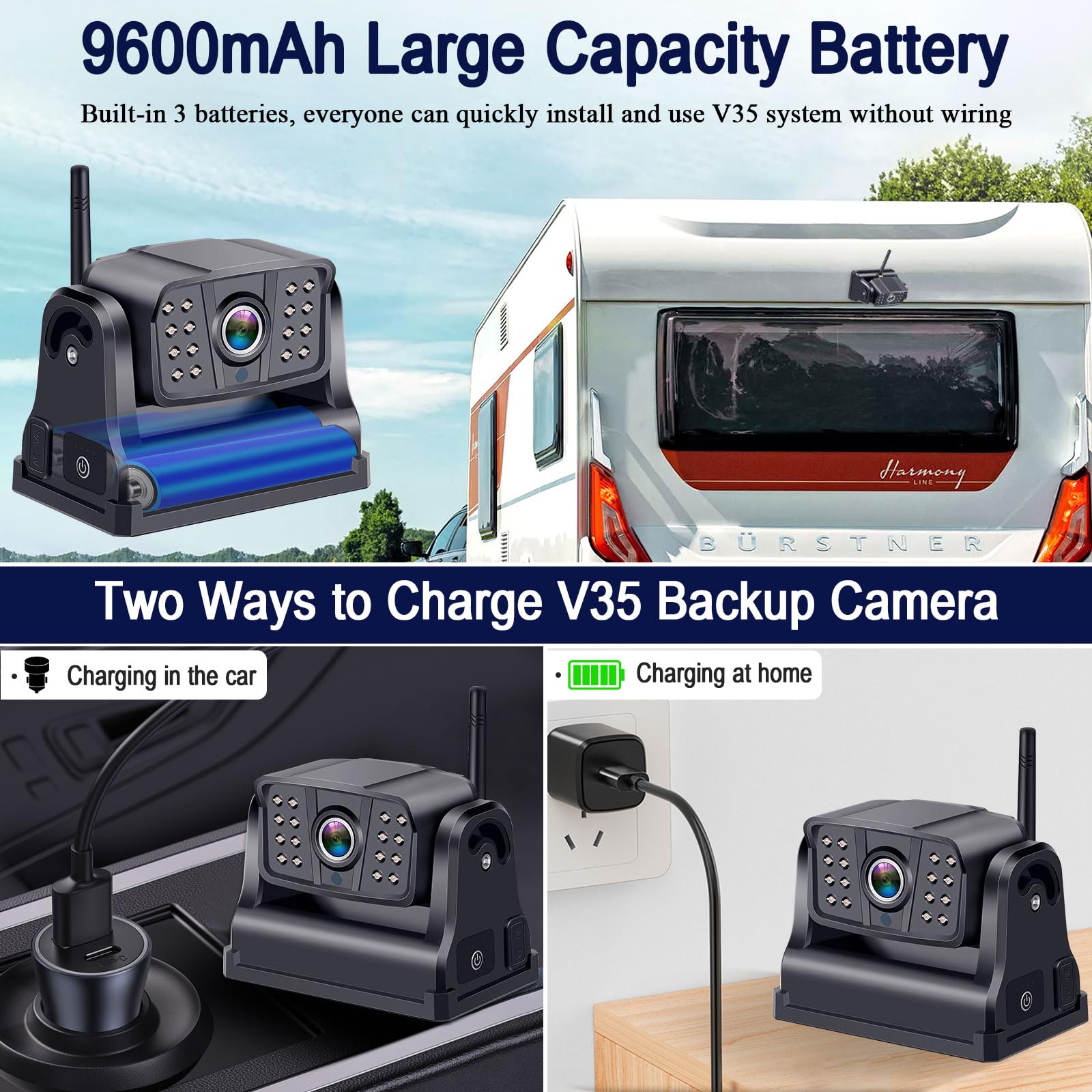 Snapklik.com : Wireless Backup Camera Magnetic: Solar Scratch-Proof ...