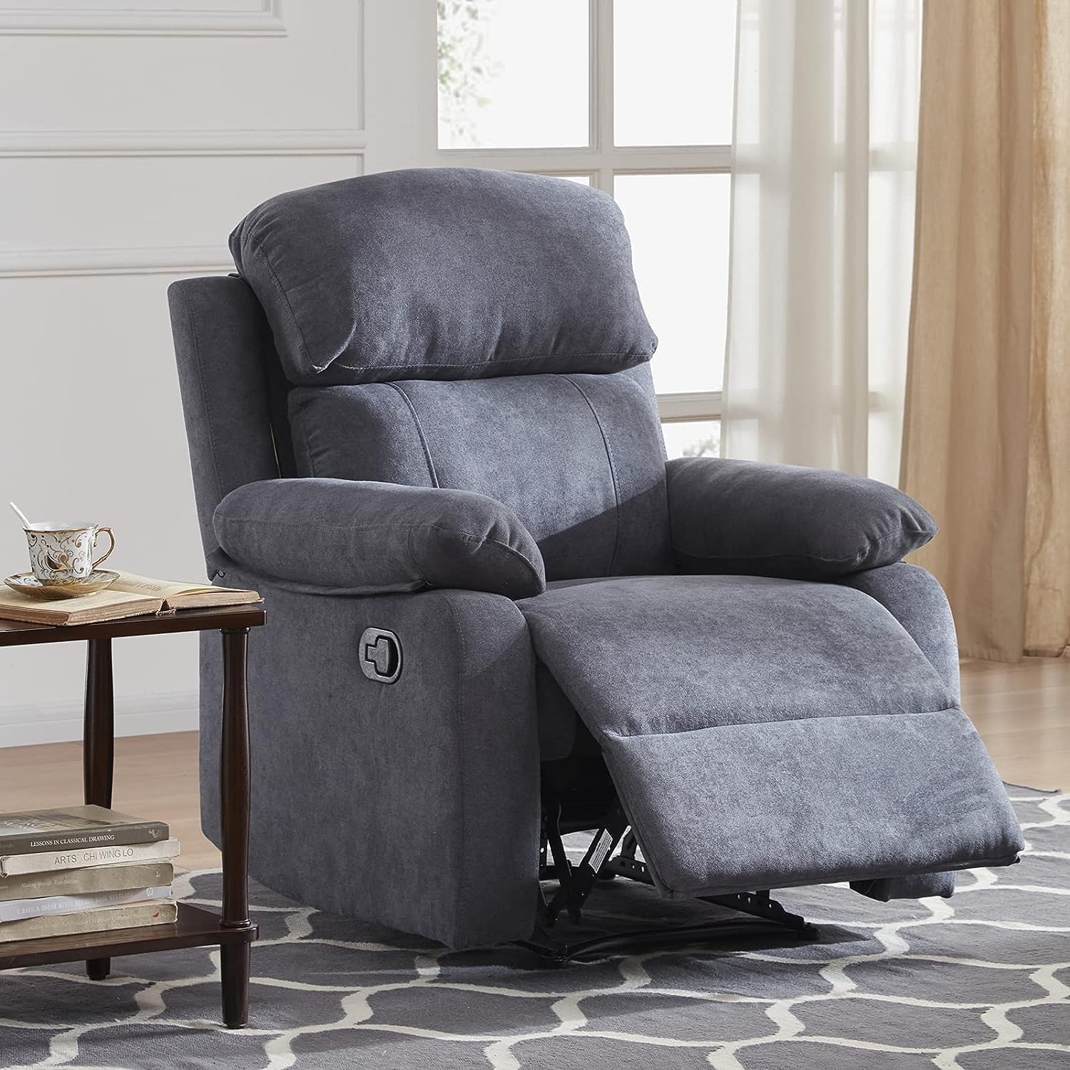 Amazon.com: Dreamsir Small Recliner Chair Breathable Fabric Manual ...
