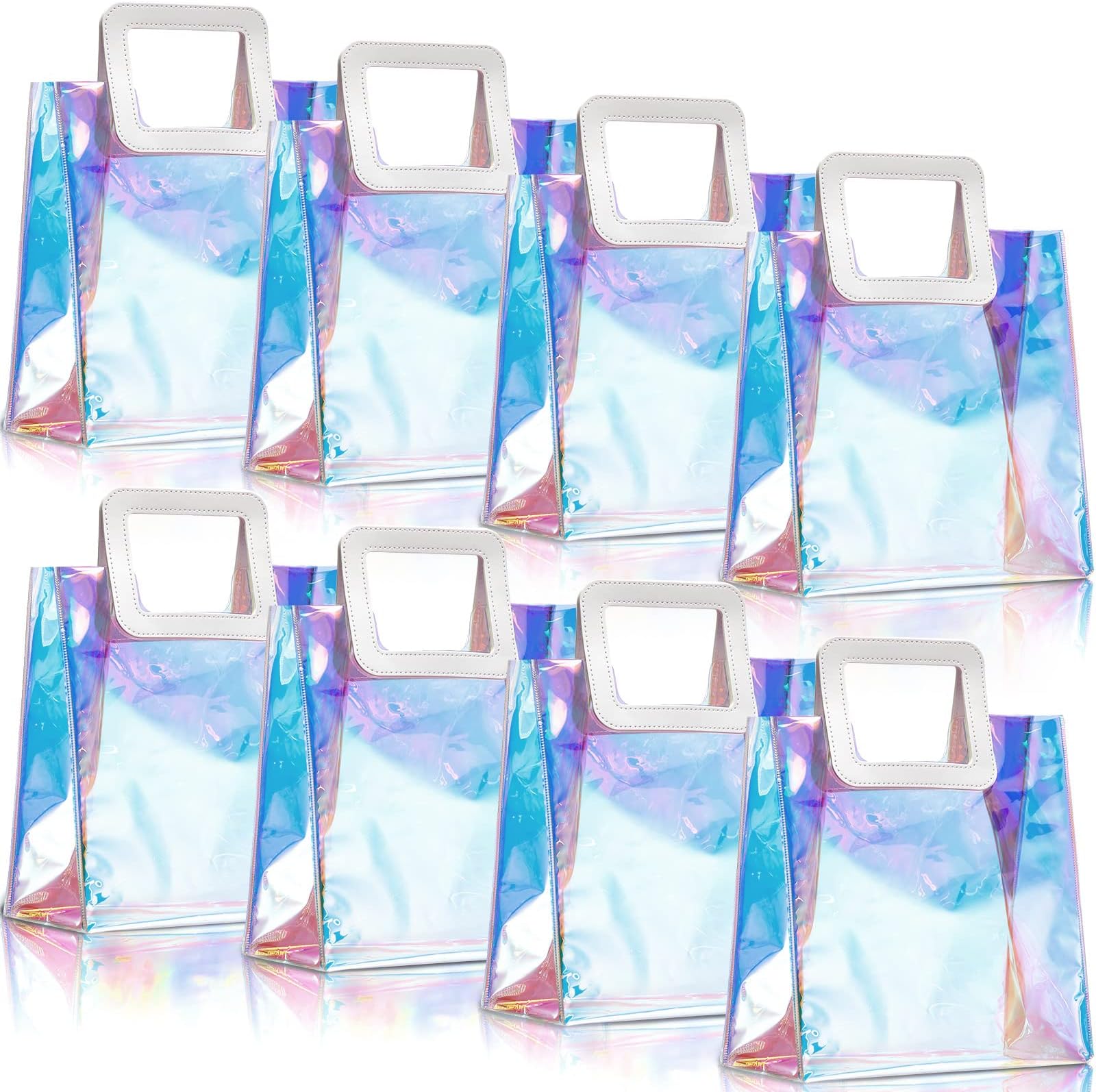 Amazon.com: 20 Pcs Clear Holographic Tote Bags Reusable Iridescent Tote ...