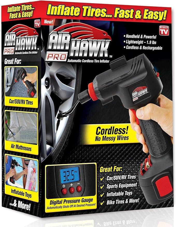 Air Hawk Pro Automatic Cordless Tire Inflator Portable Air Compressor ...