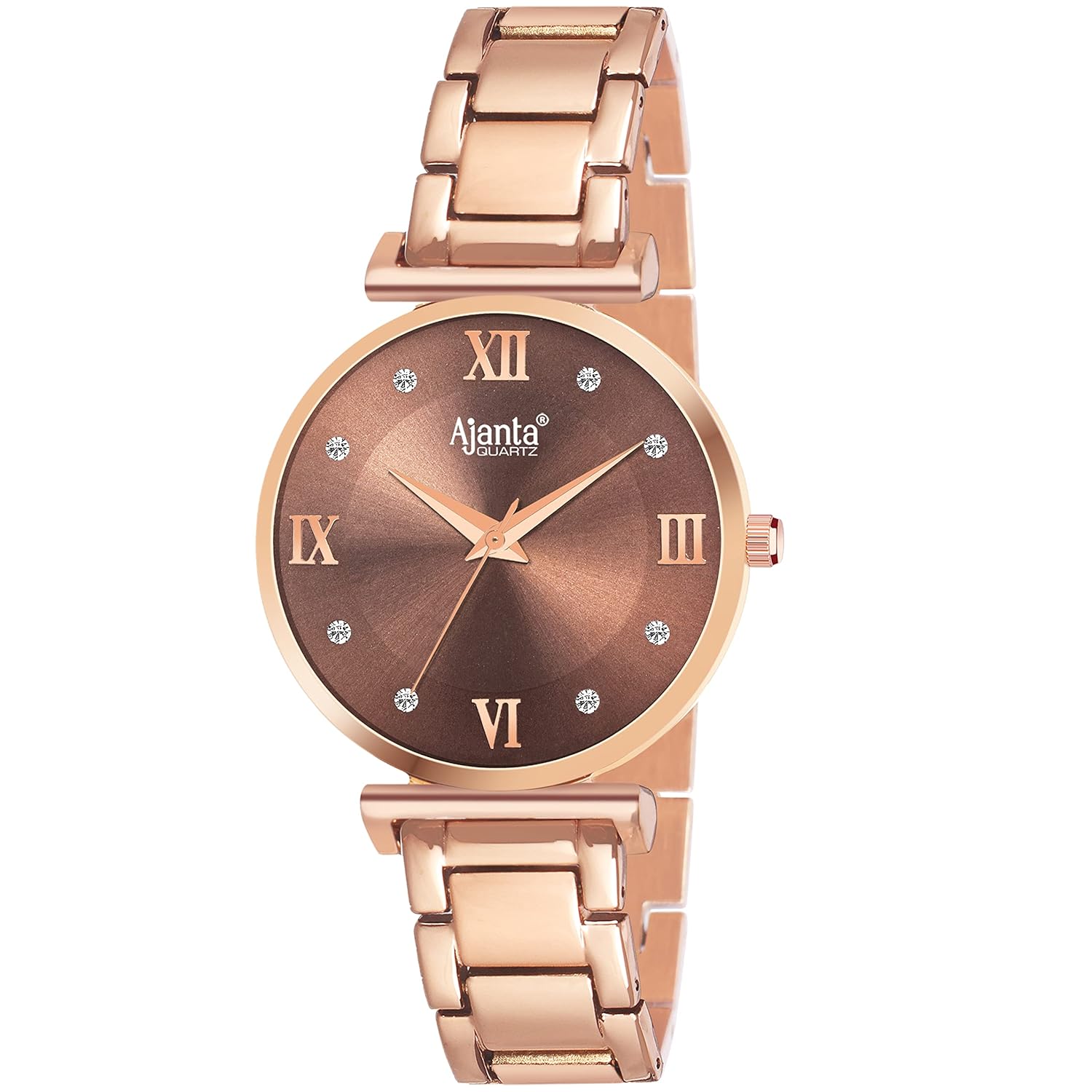 Ajanta Quartz Analog Women's Watch (Brown Dial Metallic Colored Strap ...